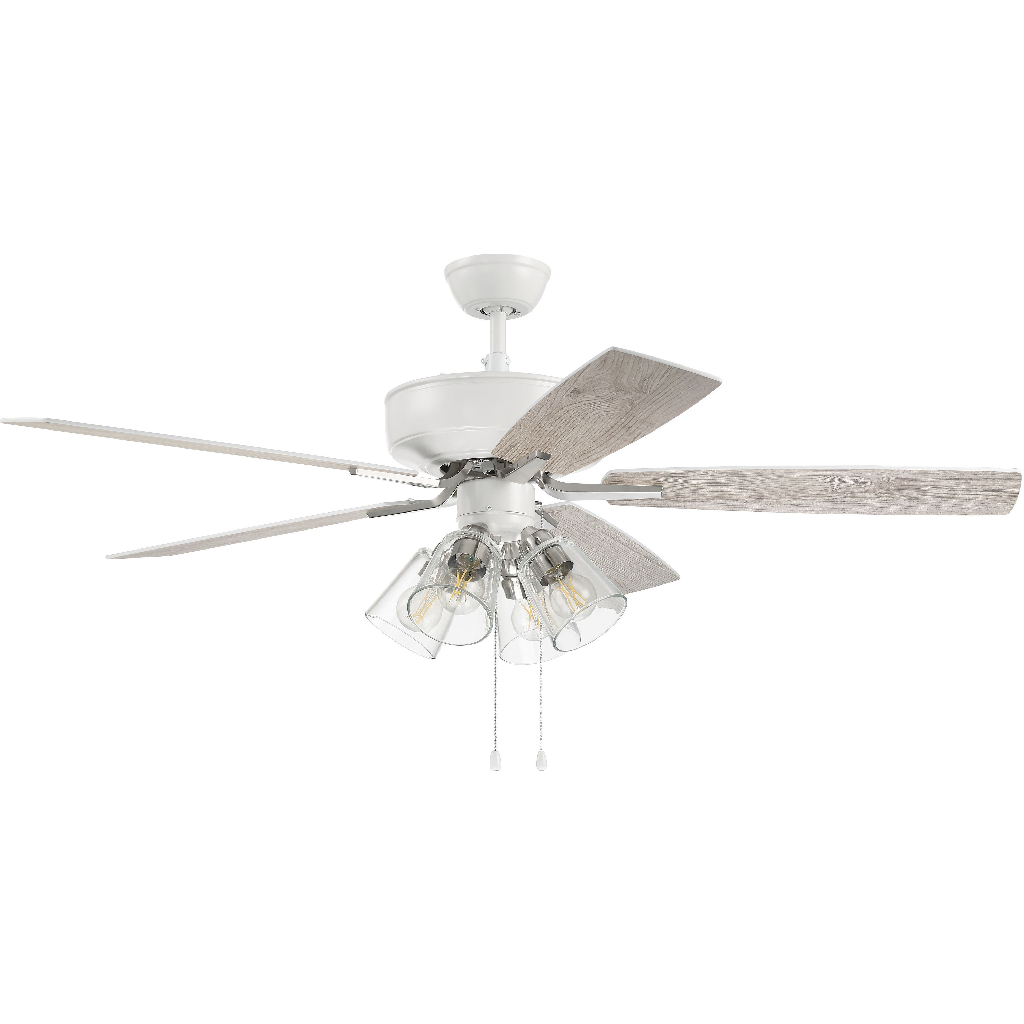 Pro Plus 4 52 inch White and Satin Brass with White/Washed Oak Blades ...