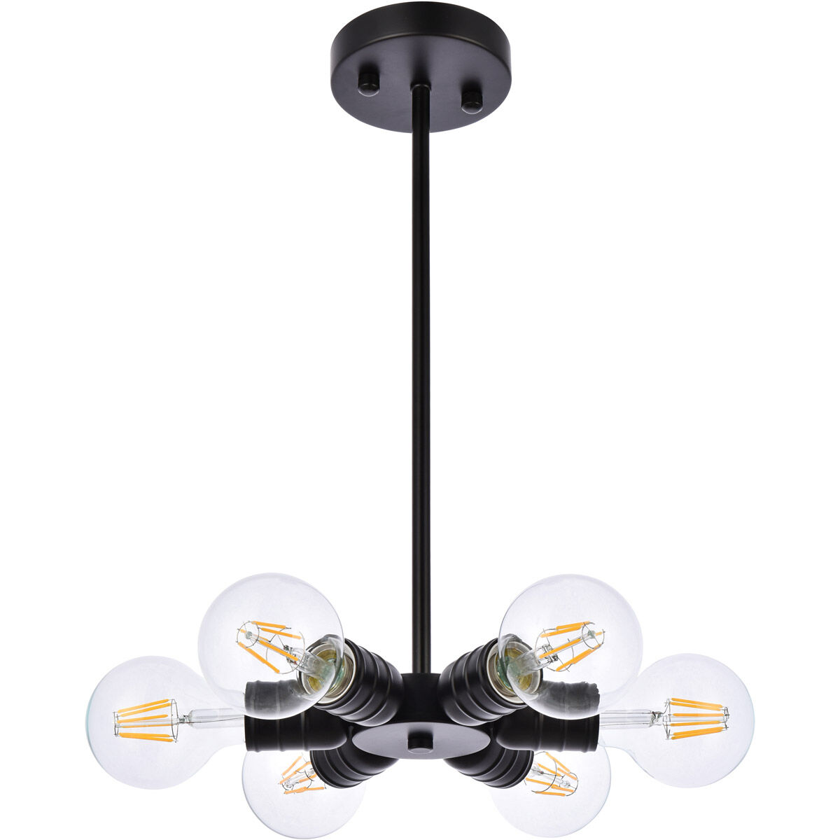 Living District LD2338BK Reyes 6 Light 8.3 inch Black Pendant Ceiling Light