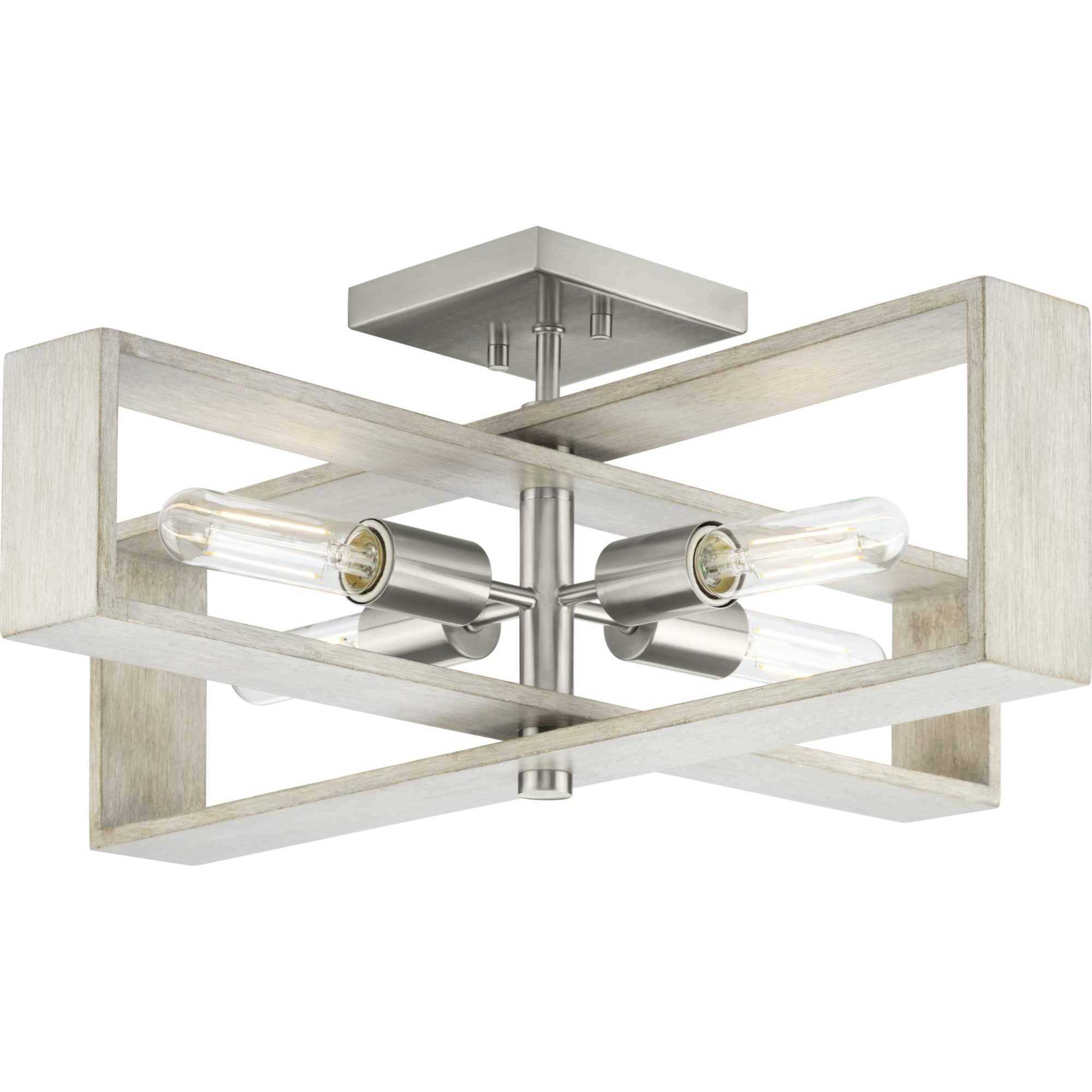 Progress P350269-009 Boundary 4 Light 24 inch Brushed Nickel Semi-Flush ...