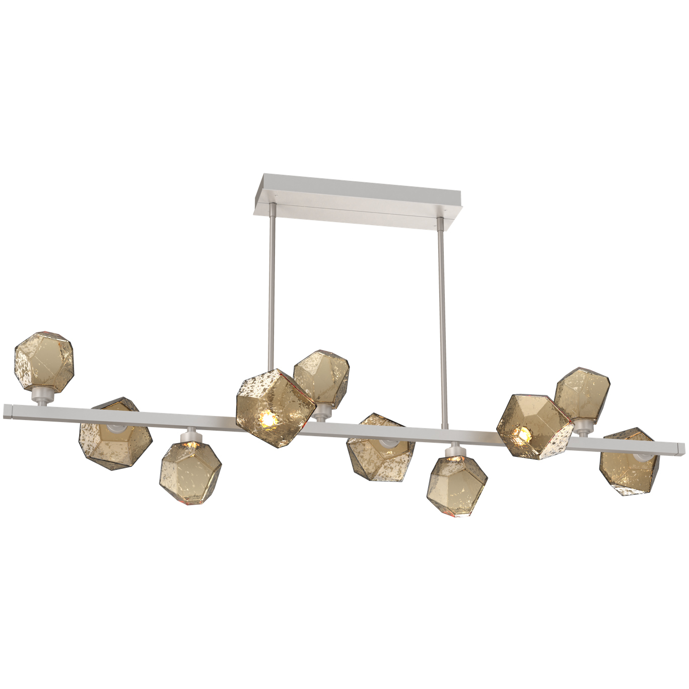 Gem LED Beige Silver Linear Multi-Pendant Ceiling Light in 3000K LED ...