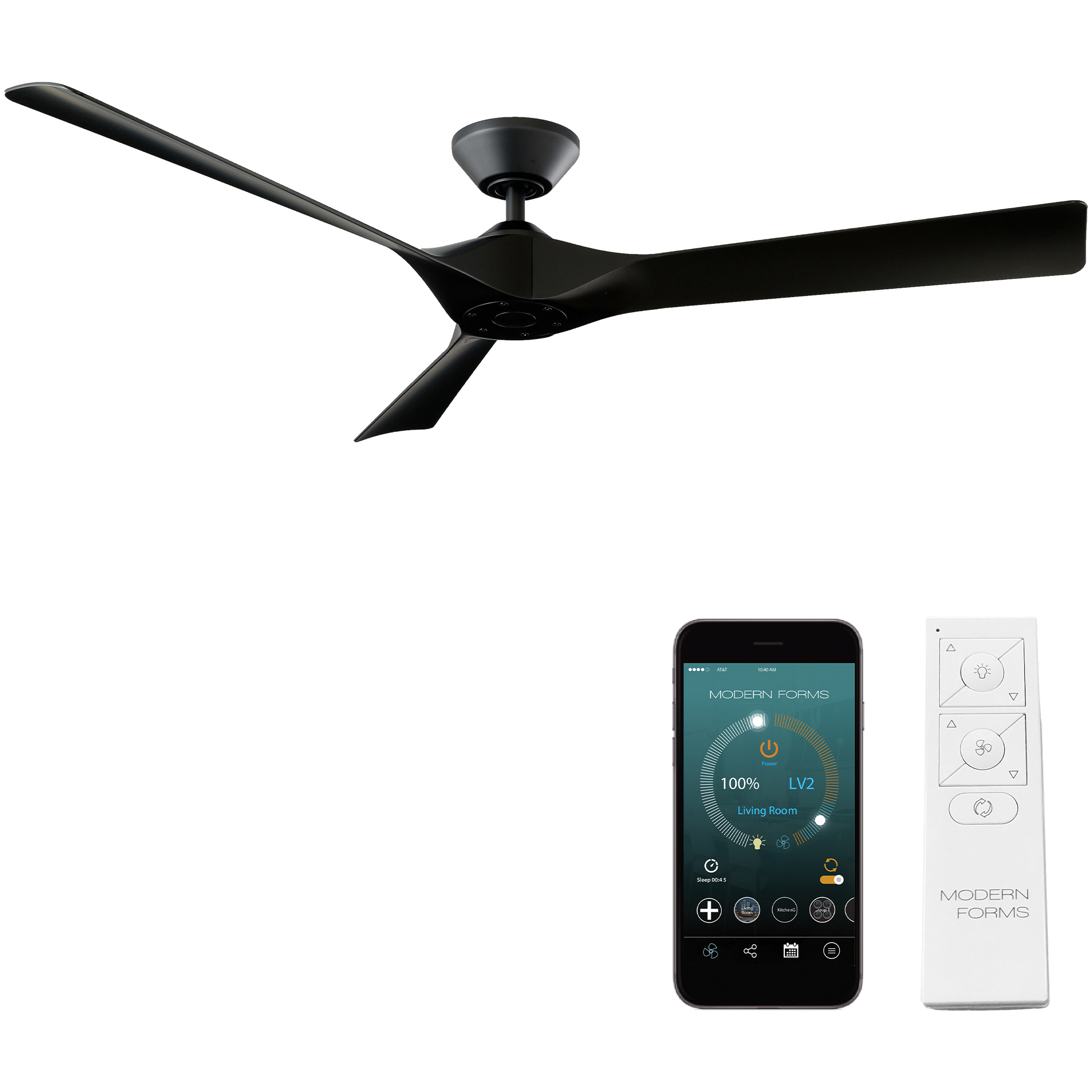 Modern Forms FR-W2204-58-MB Torque 58 inch Matte Black Downrod Ceiling Fan