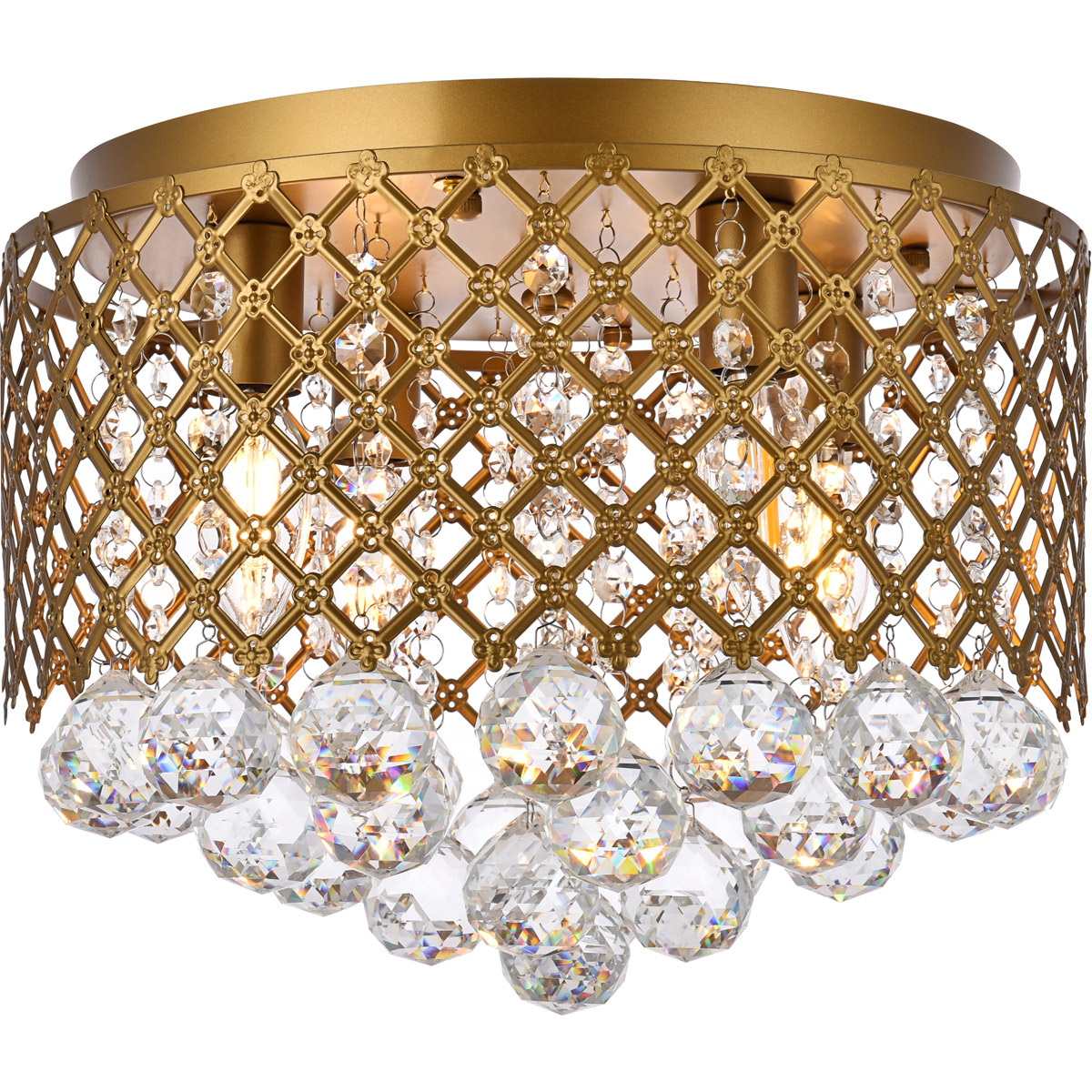 Living District LD5010F13BR Tully 4 Light 14 inch Brass Flush Mount ...