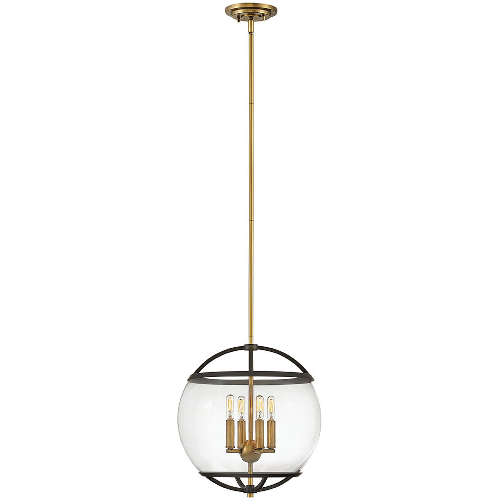 Hinkley 3934BK Calvin 4 Light 15 inch Black with Heritage Brass Indoor ...