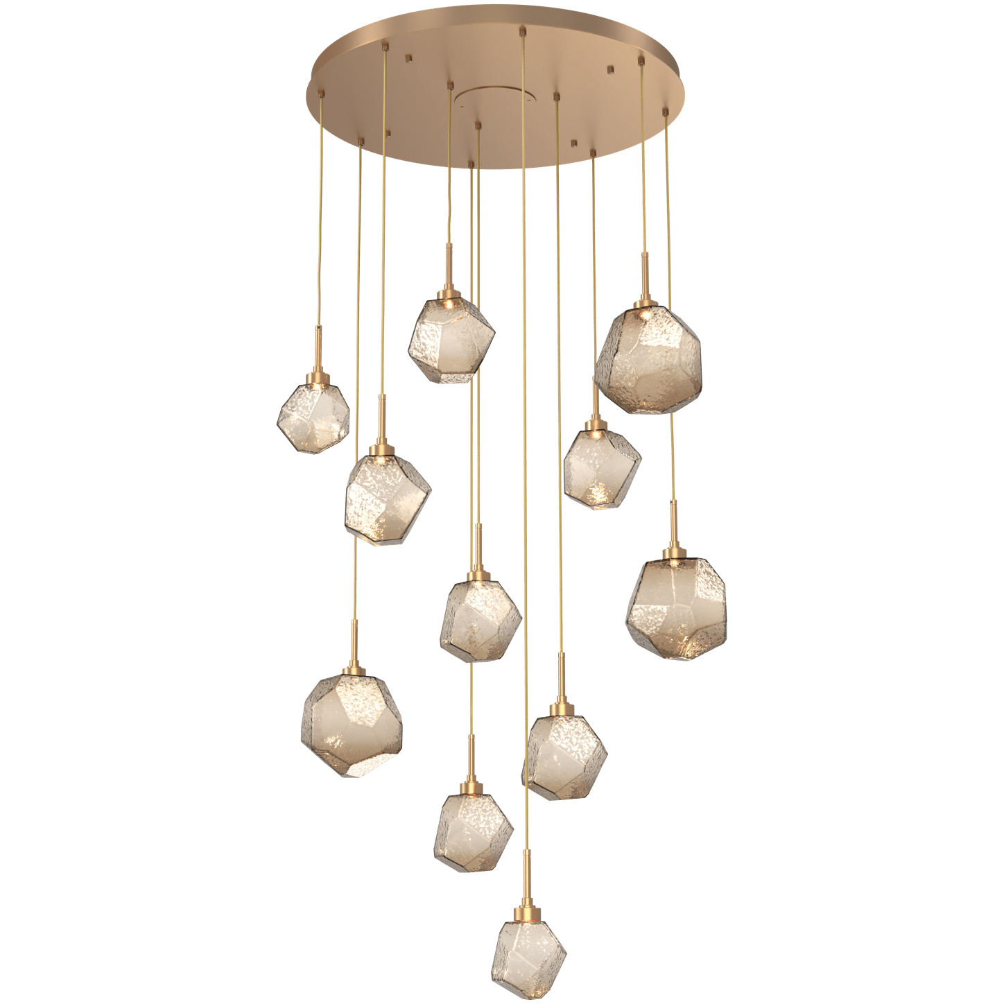 Gem LED 35.6 inch Novel Brass Chandelier Ceiling Light, Round Multi-Port