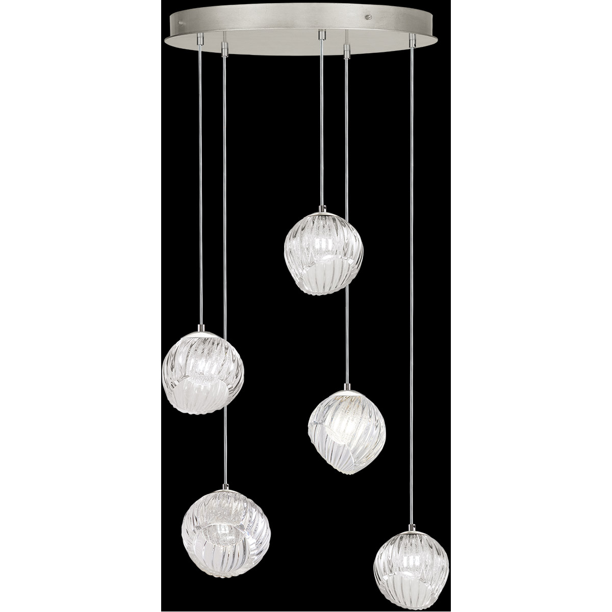 Nest Pendant Ceiling Light in Silver, Clear Studio Glass