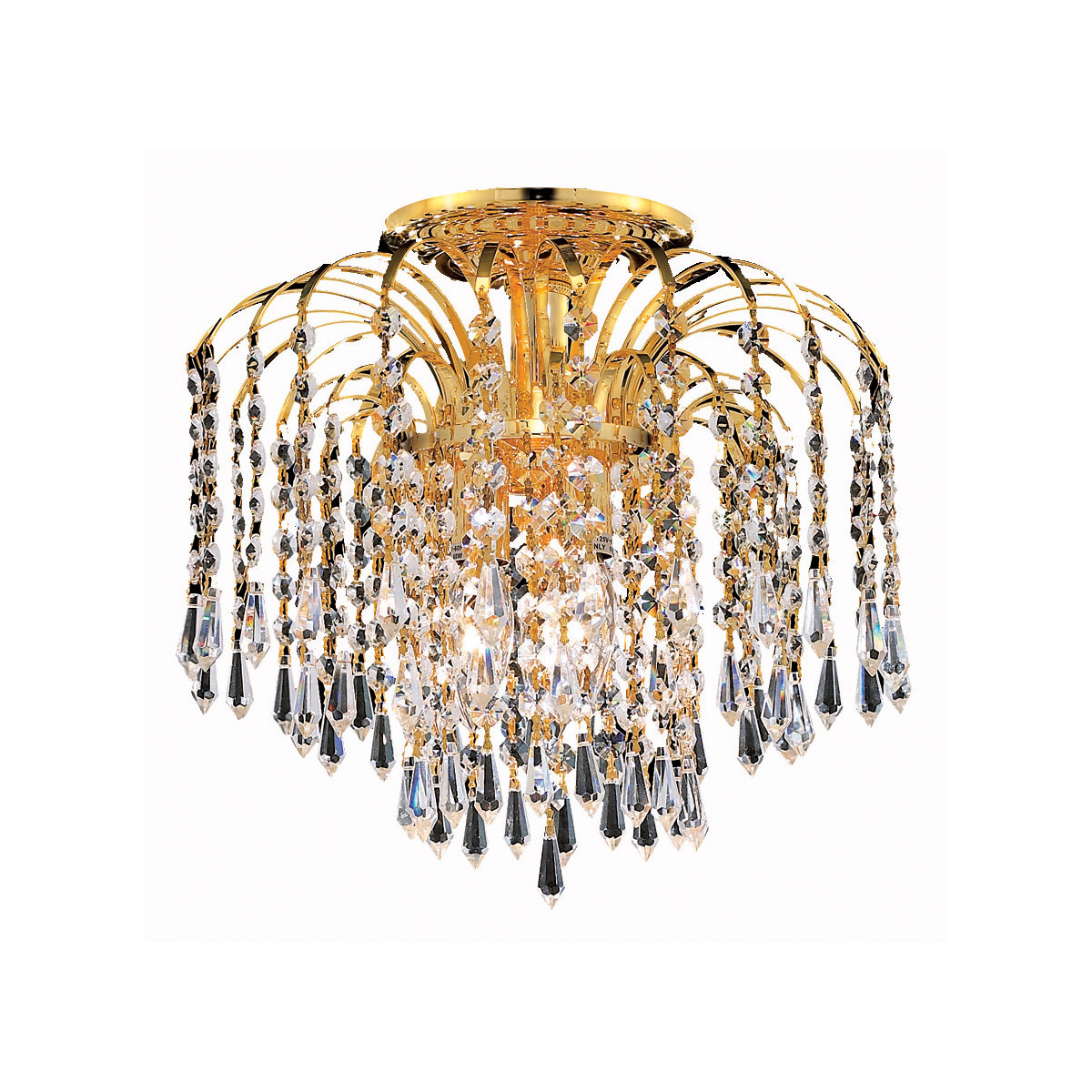 Elegant Lighting V6801F16G/RC Falls 4 Light 16 inch Gold Flush Mount ...