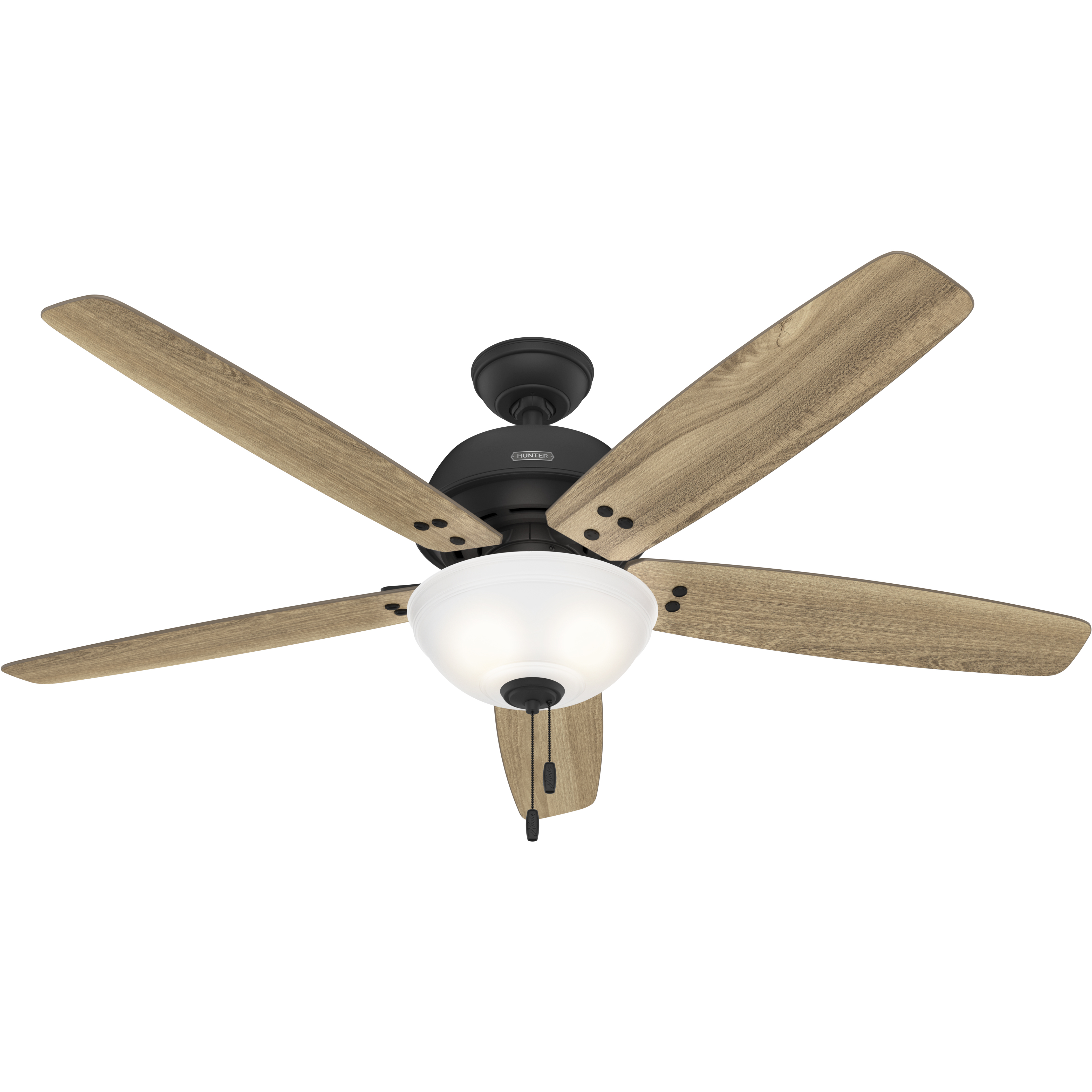 Hunter Fan 52400 Reveille 60 inch Matte Black with Golden Maple/Stone ...