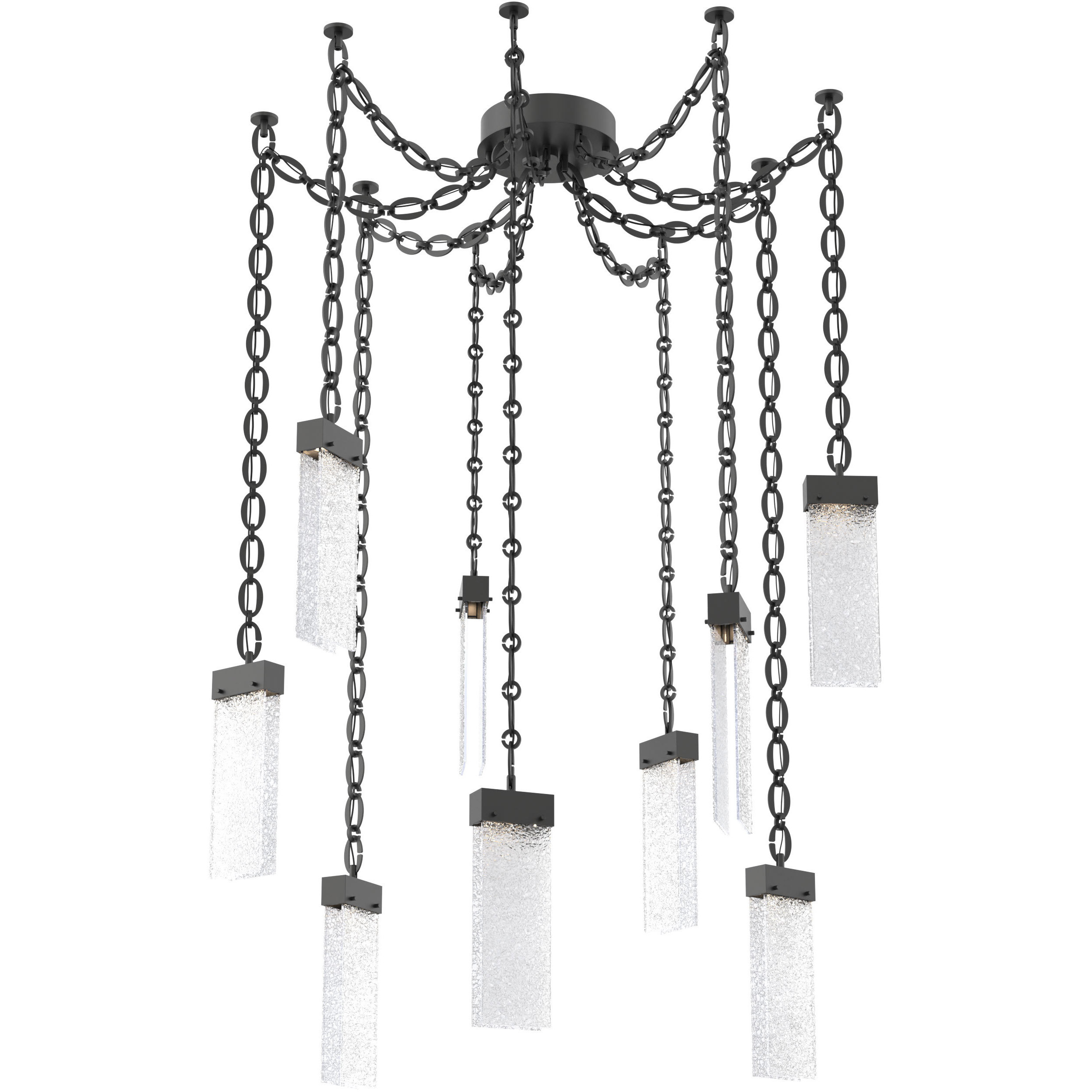 Hammerton Studio SNB0042-09-MB-CR-CH2-L1 Parallel LED 13.3 inch Matte Black Swag Multi-Pendant ...