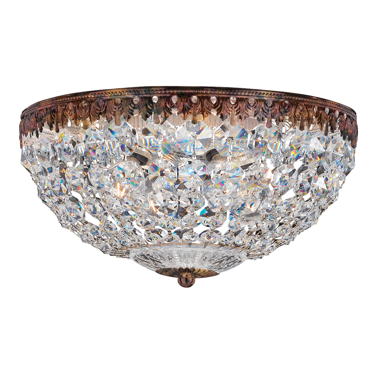 Petit Crystal 4 Light Heirloom Bronze Flush Mount Ceiling Light in Radiance