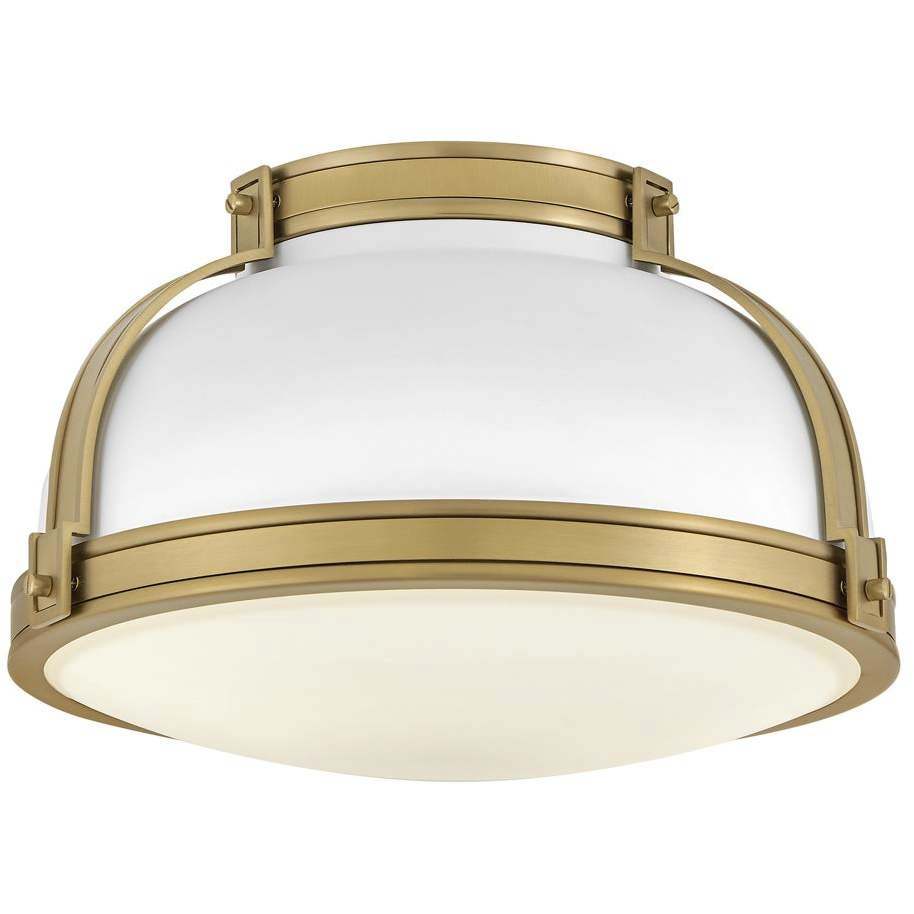 Barton 2 Light 14.25 inch Matte White with Lacquered Brass Flush Mount ...