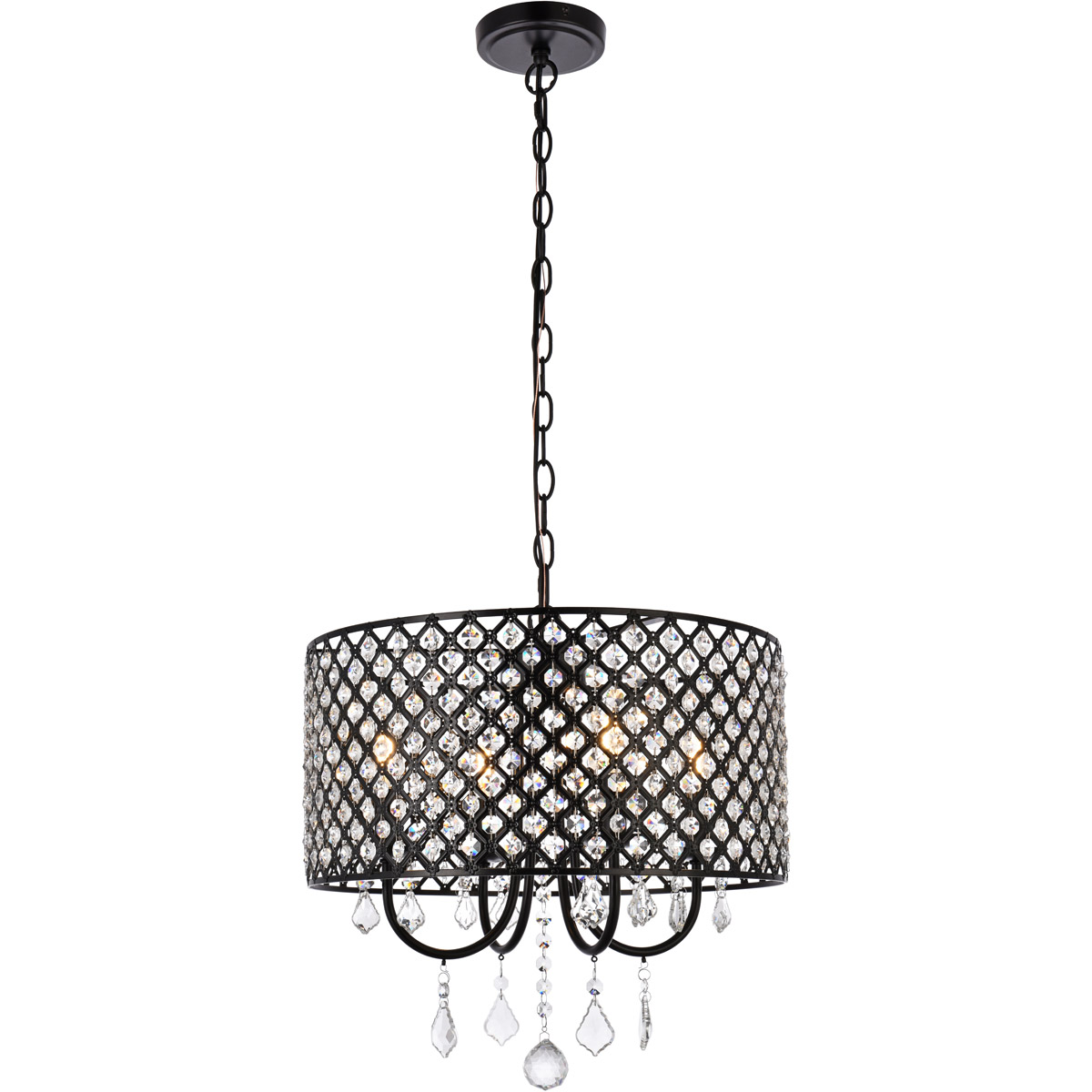 Living District LD711D17BK Elise 4 Light 17 inch Black Pendant Ceiling ...