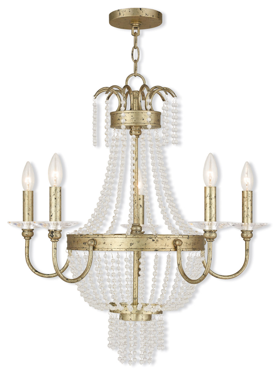 Livex 51845-28 Valentina 5 Light 26 inch Hand Applied Winter Gold ...