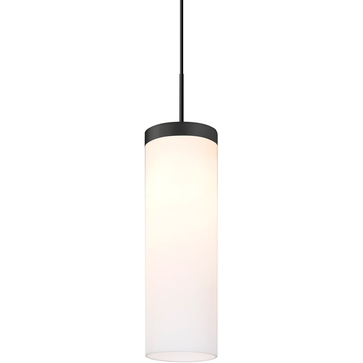 Friz 1 Light Black Pendant Ceiling Light in Incandescent, Opal Glossy Glass