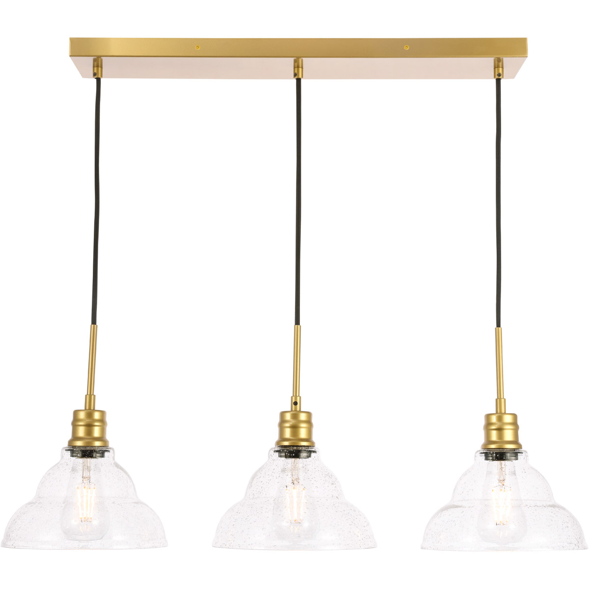 Living District LD6224BR Clive 3 Light 35 inch Brass Pendant Ceiling Light