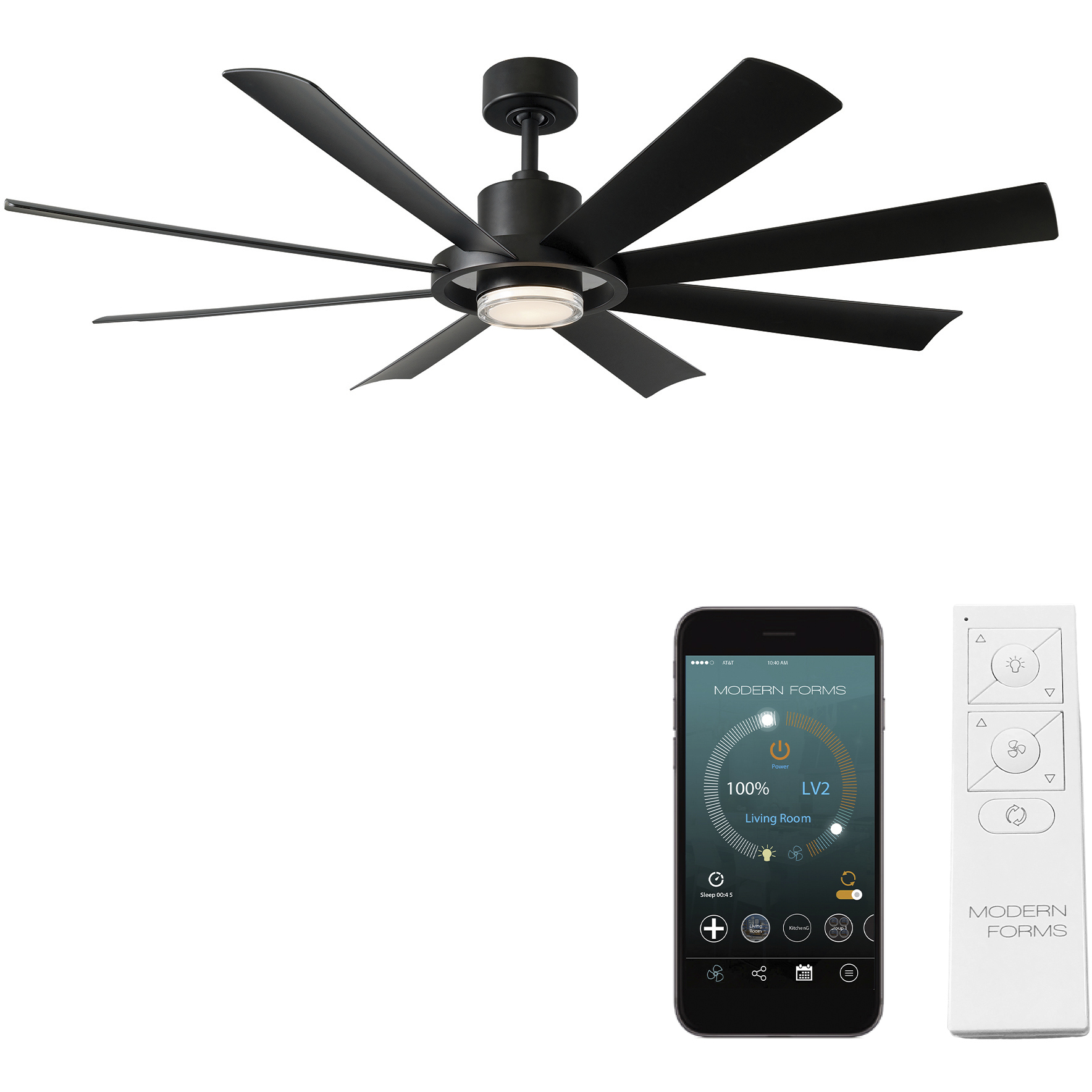 Modern Forms FR-W2303-60L-MB Aura 60 inch Matte Black Downrod Ceiling Fan