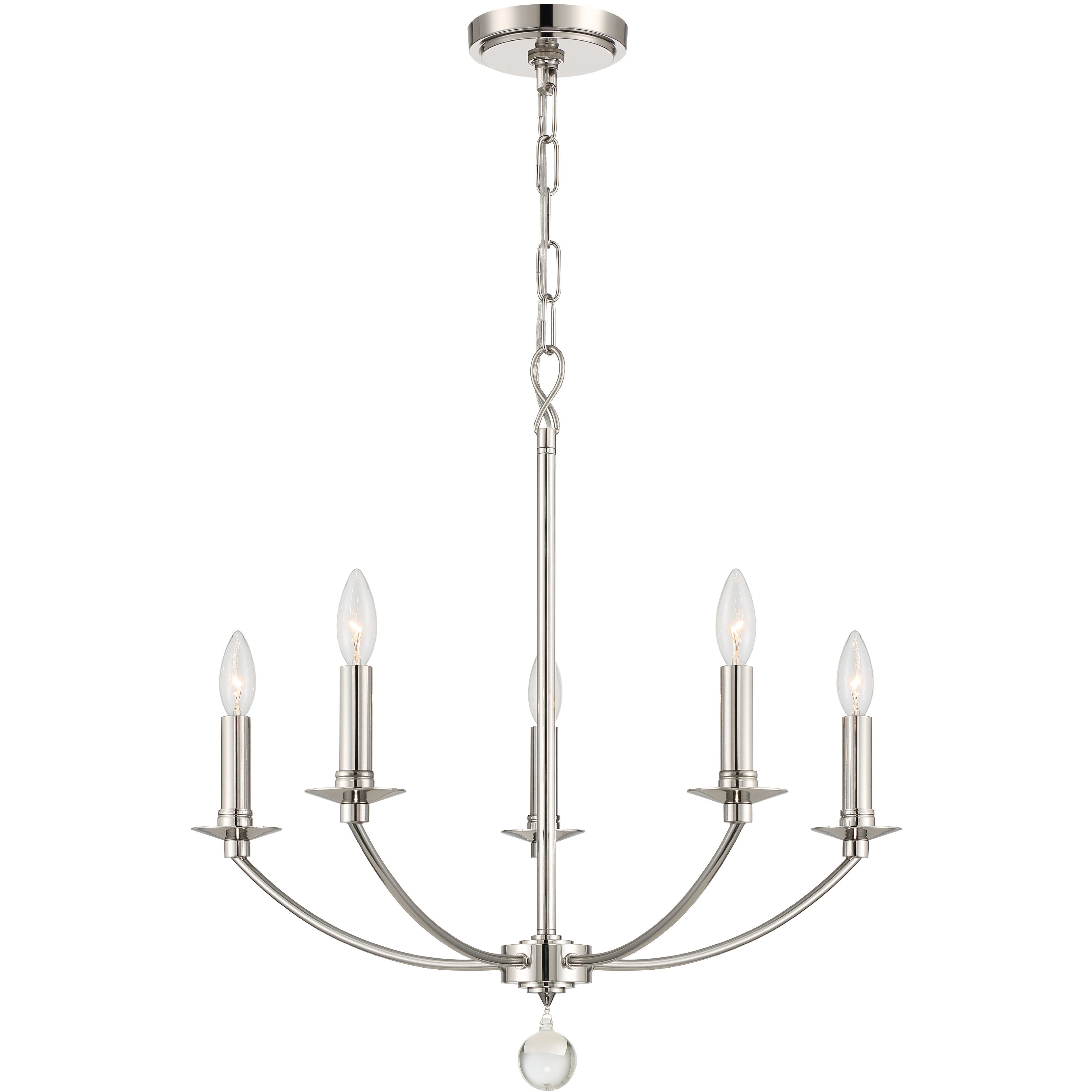 Crystorama MIL-8005-PN Mila 5 Light 23 inch Polished Nickel Chandelier ...