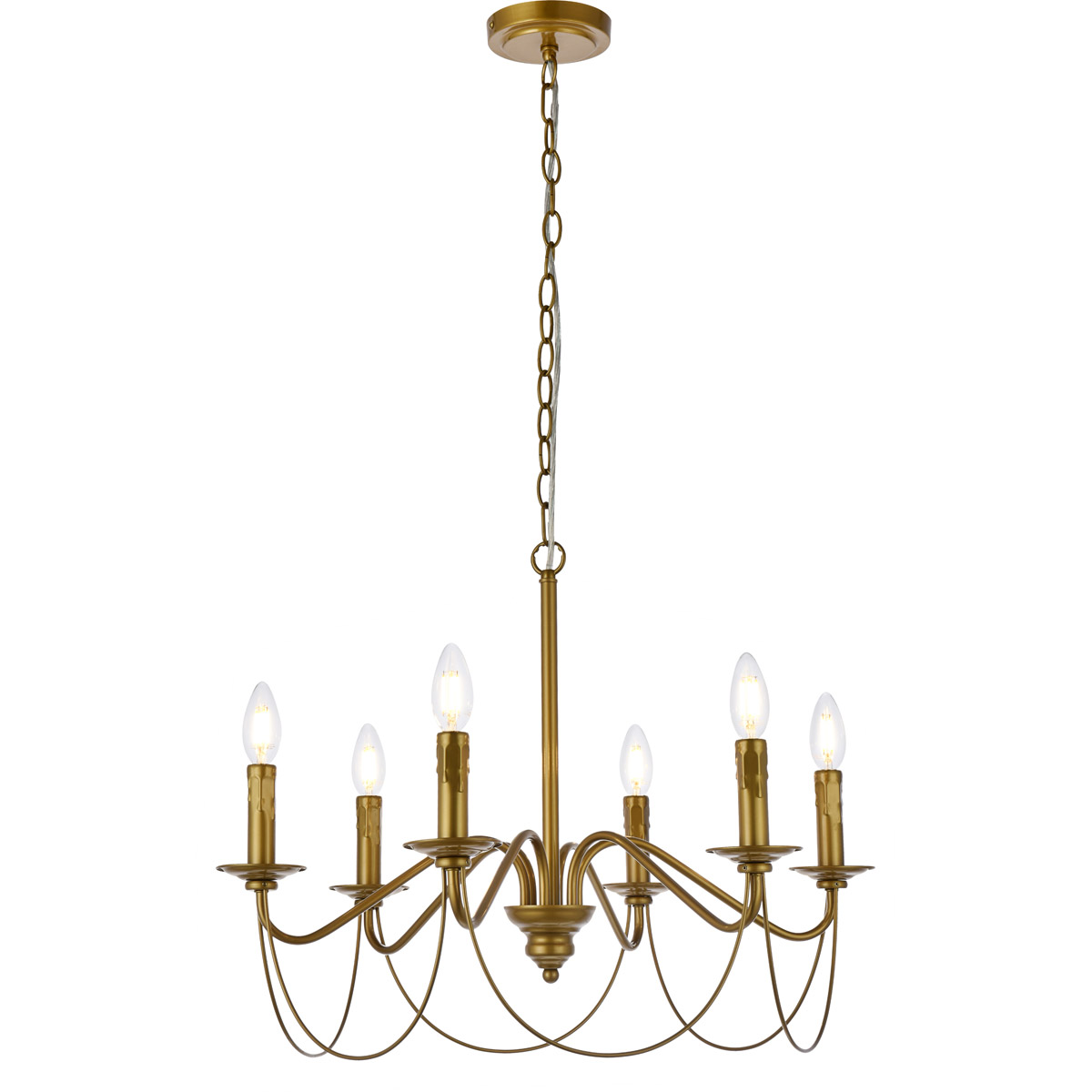 Living District LD7048D24BR Westley 6 Light 24 inch Brass Pendant ...