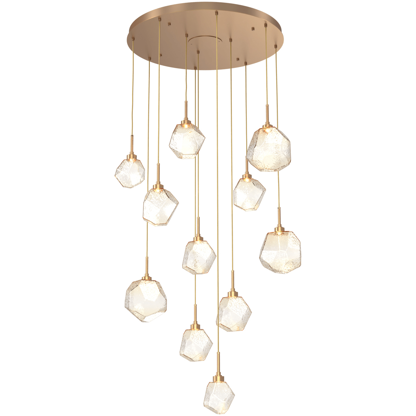 Gem LED 35.6 inch Novel Brass Chandelier Ceiling Light, Round Multi-Port