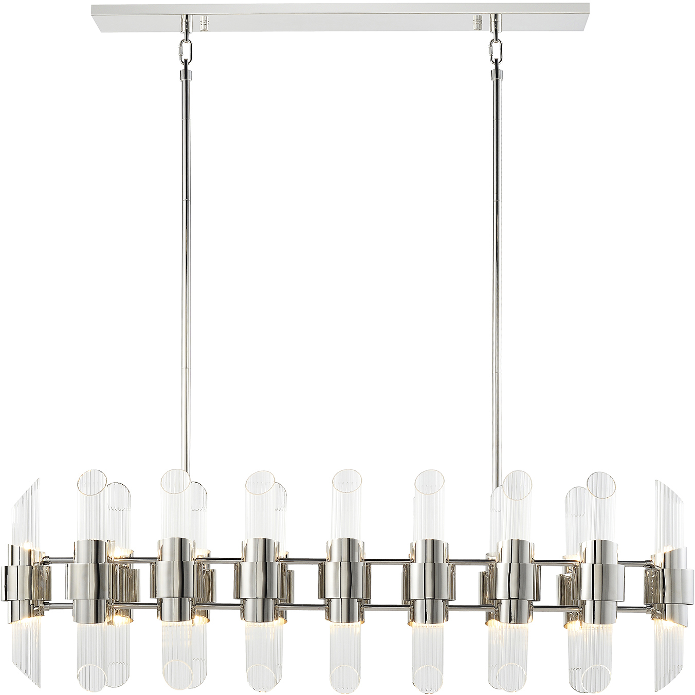 Pillar 32 Light 48 inch Polished Nickel Linear Chandelier Ceiling Light