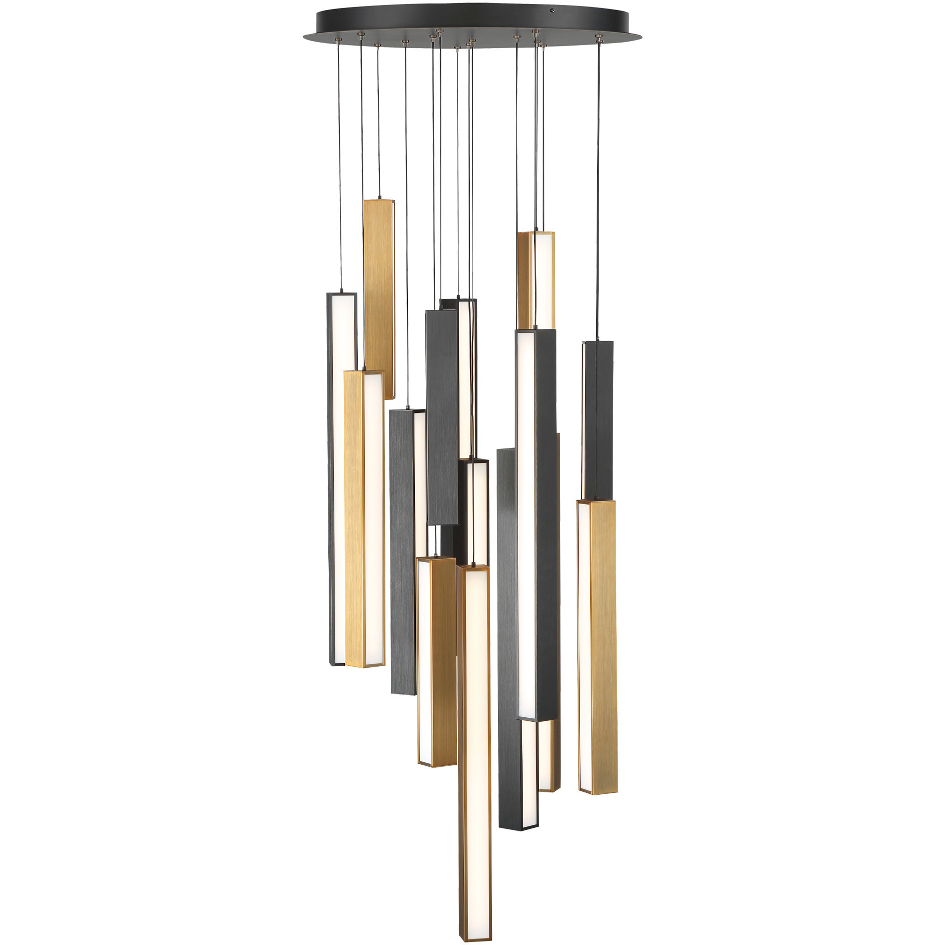 Modern Forms PD-64815R-BK/AB-BK Chaos LED 23 inch Black Aged Brass Multi-Light Pendant Ceiling ...