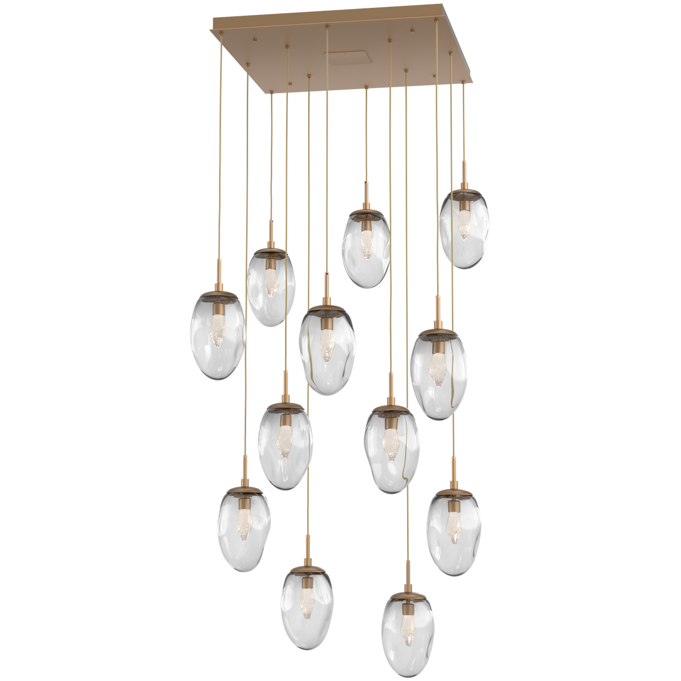 Meteo LED LED Novel Brass Chandelier Ceiling Light, Square Multi-Pendant