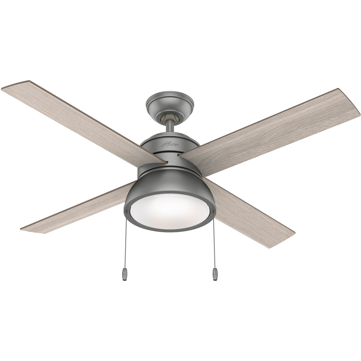 Hunter Fan 51031 Loki 52 inch Matte Silver with Light Gray Oak/Warm ...