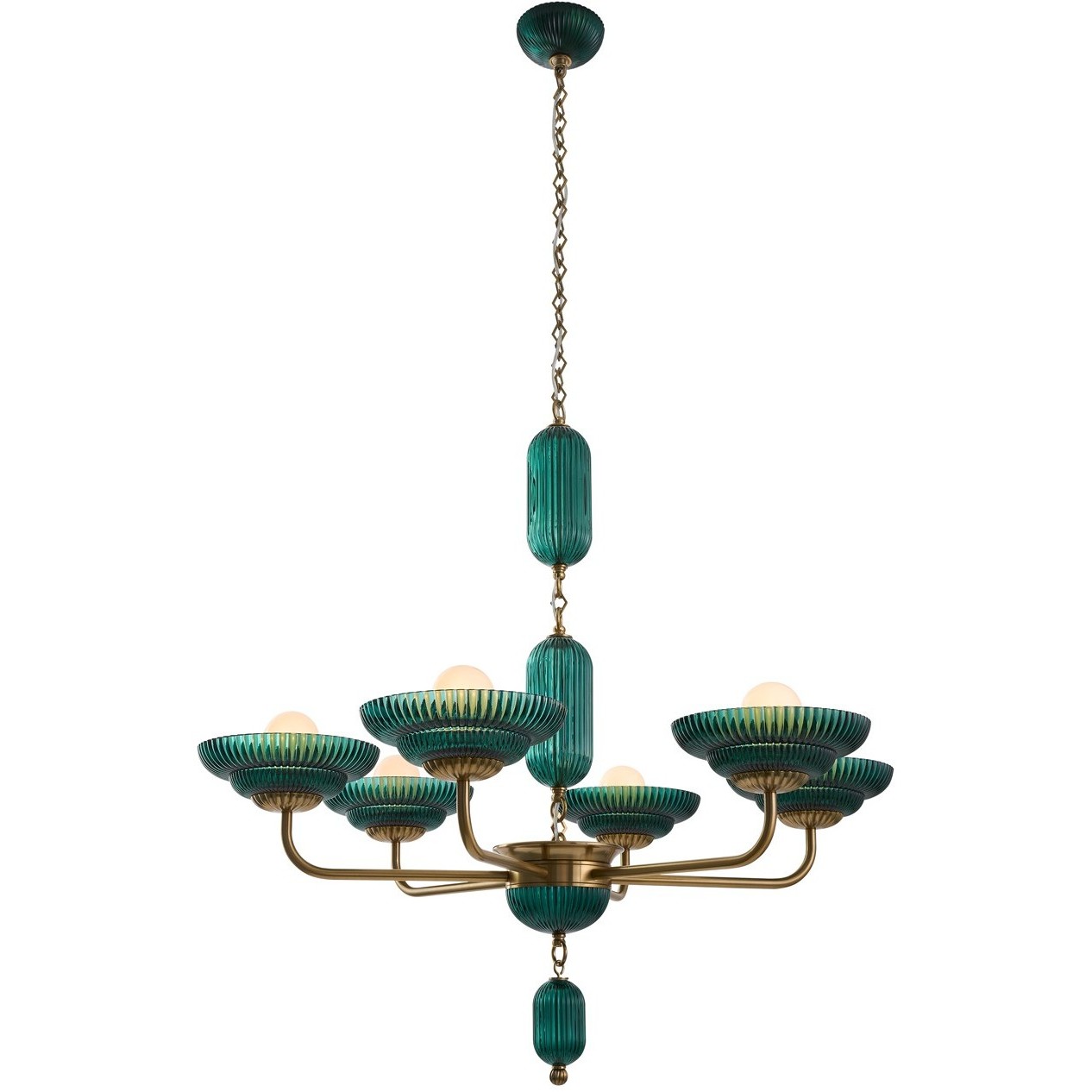 Kalco 519671STB Verde 6 Light 40 inch Satin Brass Chandelier Ceiling Light