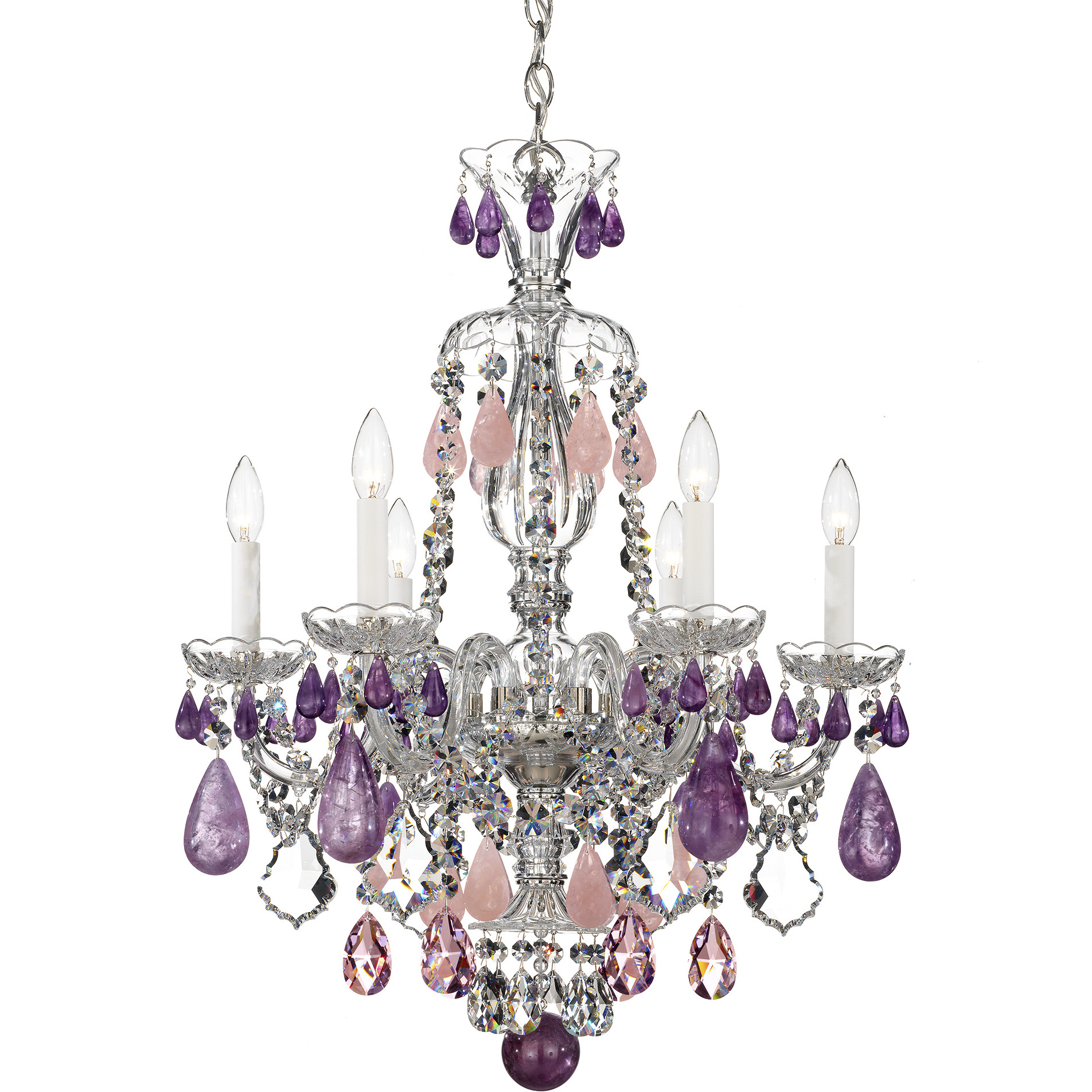 Schonbek 5535AM Hamilton Rock Crystal 6 Light 22 inch Silver Chandelier ...