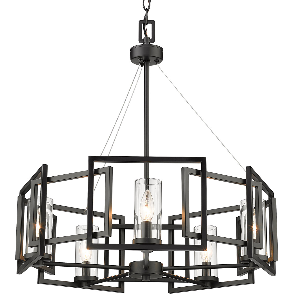Golden Lighting 6068-5 BLK Marco 5 Light 25 inch Matte Black Chandelier ...
