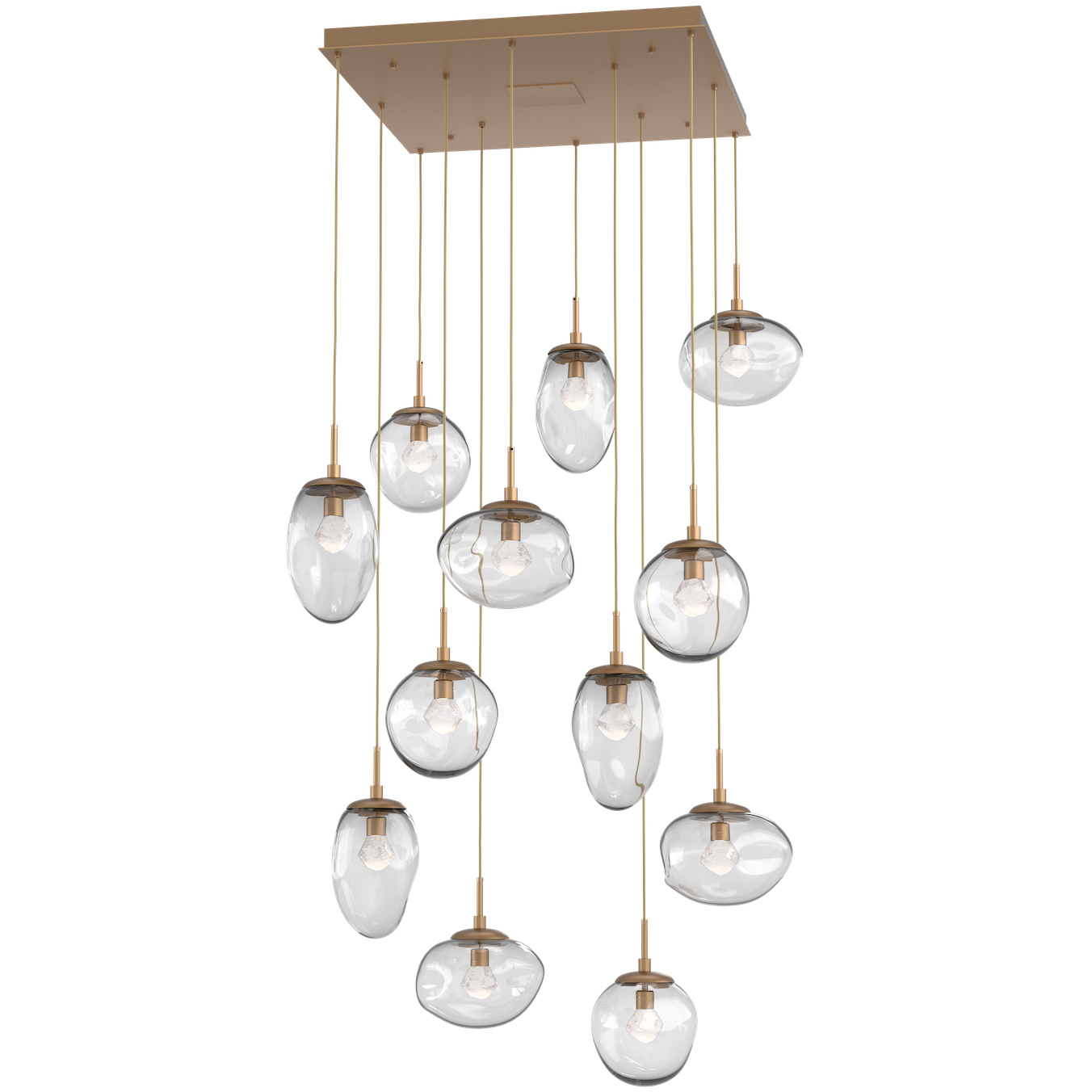 Cosmos LED LED Novel Brass Chandelier Ceiling Light, Square Multi-Pendant