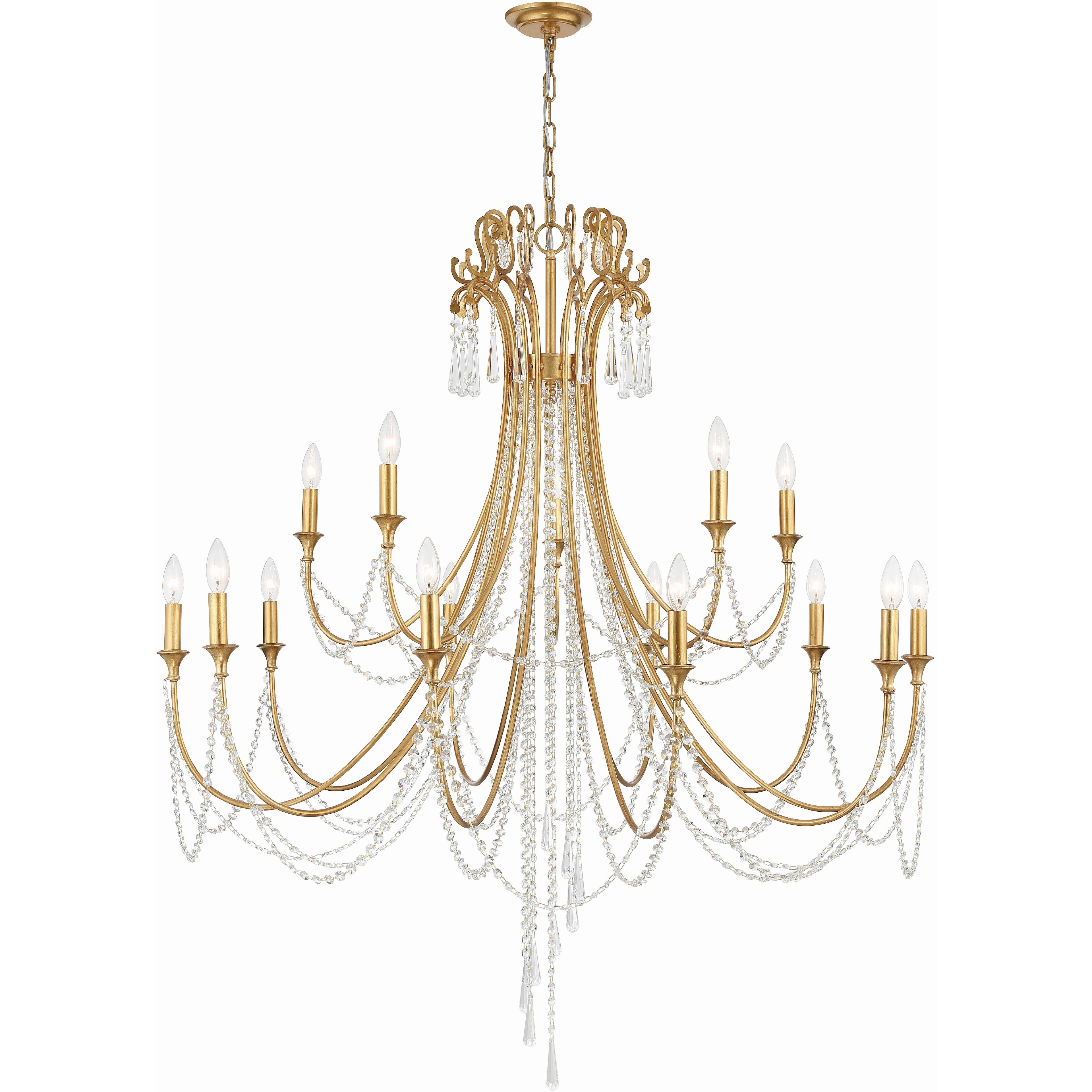 Crystorama ARC-1919-GA-CL-MWP Arcadia 15 Light 46.25 inch Antique Gold ...