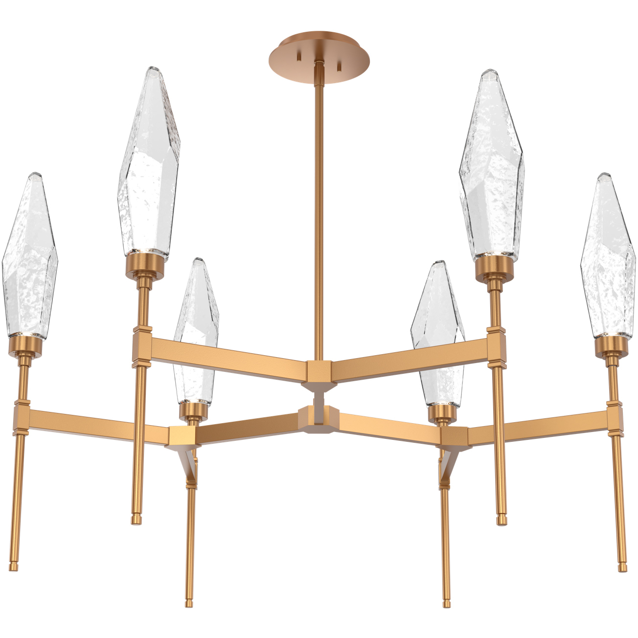 Rock Crystal LED Novel Brass Chandelier Ceiling Light, Round