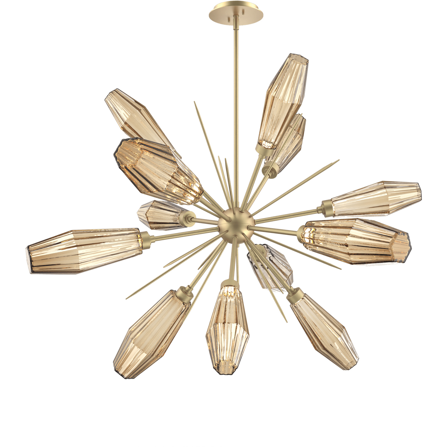 Aalto LED 37.7 inch Gilded Brass Chandelier Ceiling Light in Optic Rib ...