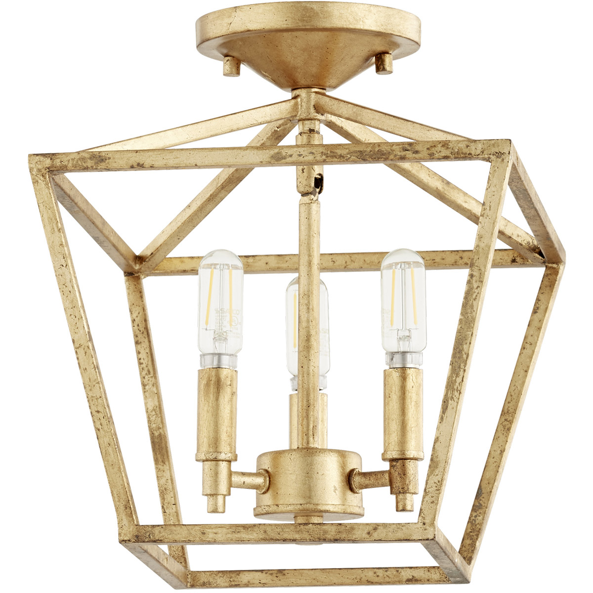 Quorum 304-10-74 Gabriel 3 Light 10.25 inch Gold Leaf Semi Flush Mount ...