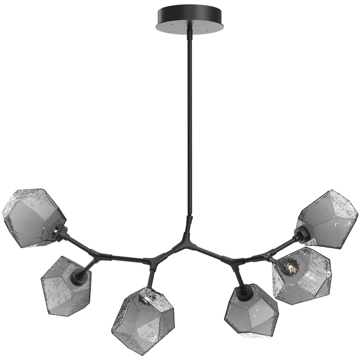 Gem LED 38 inch Matte Black Linear Pendant Ceiling Light in 3000K LED, Smoke, Modern Branch