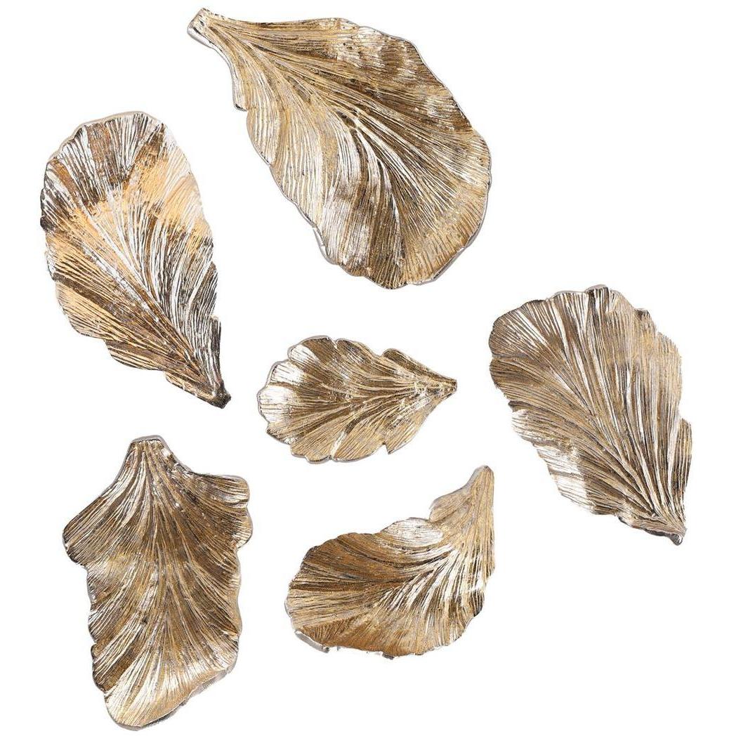 John-Richard GBG-2813S6 Wall Leaves Gold Accent Wall Decor, Set of 6