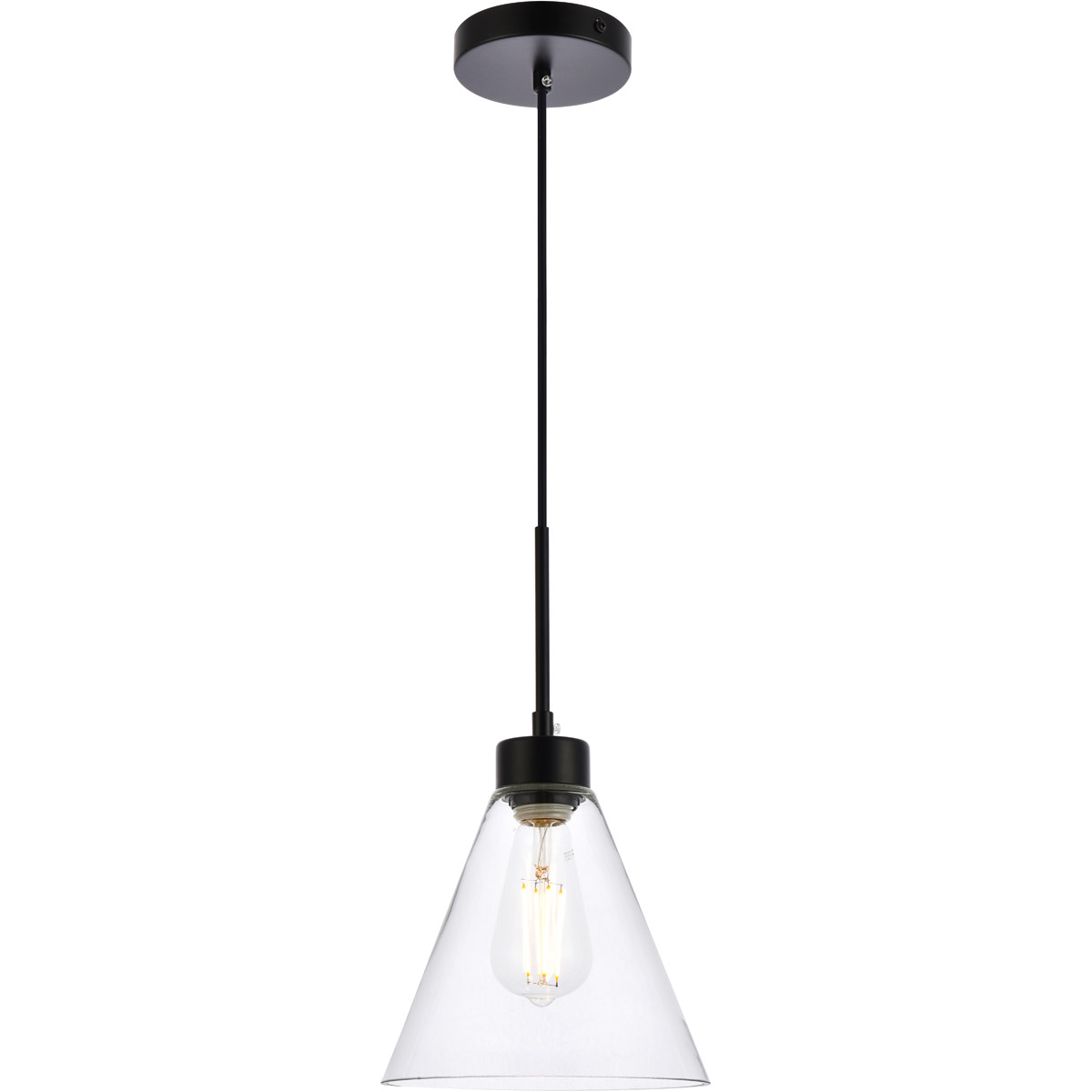 Living District LD2501BK Mera 1 Light 8 inch Black Pendant Ceiling Light