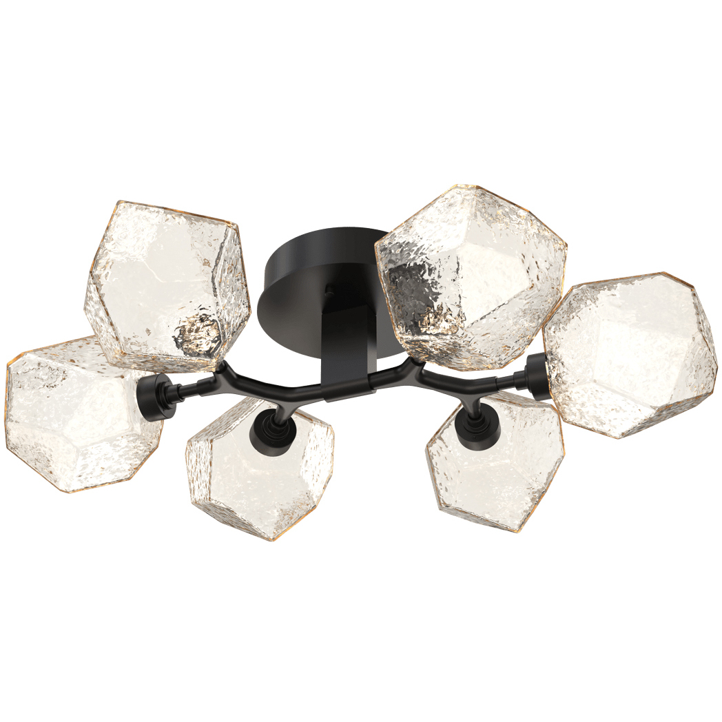 Gem LED 28.1 inch Matte Black Flush Mount Ceiling Light in Amber, 2700K LED