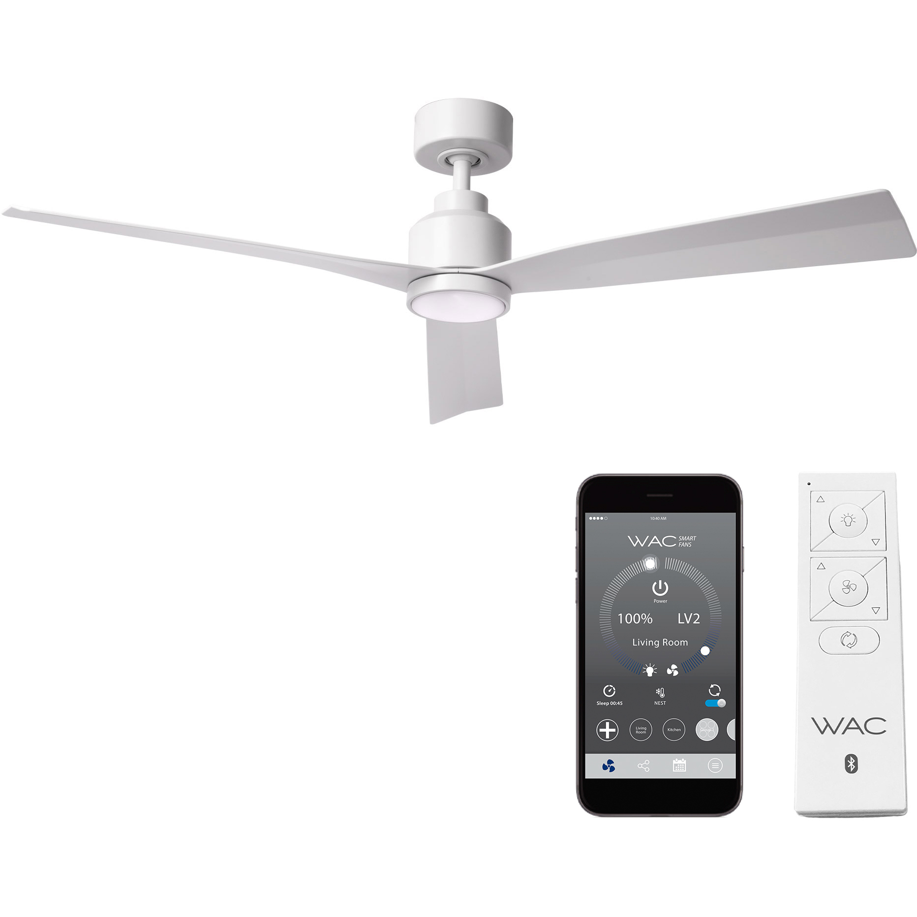 WAC Lighting F-003L-MW Clean 52 inch Matte White Downrod Ceiling Fans ...