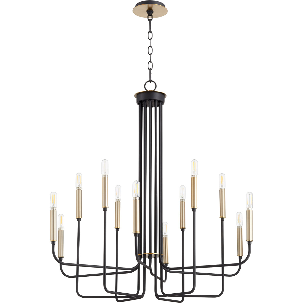 Quorum 630-126980 Hope 12 Light 32 inch Noir and Aged Brass Chandelier ...