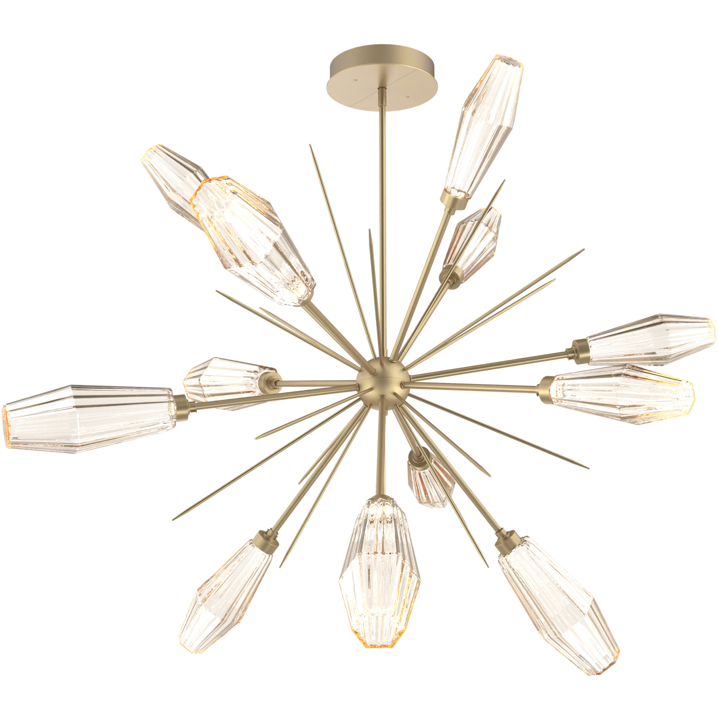 Aalto LED Gilded Brass Chandelier Ceiling Light, Starburst