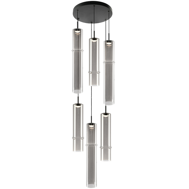 Matteo Lighting C30606MBSM Bambu 6 Light 13.38 inch Matte Black and ...