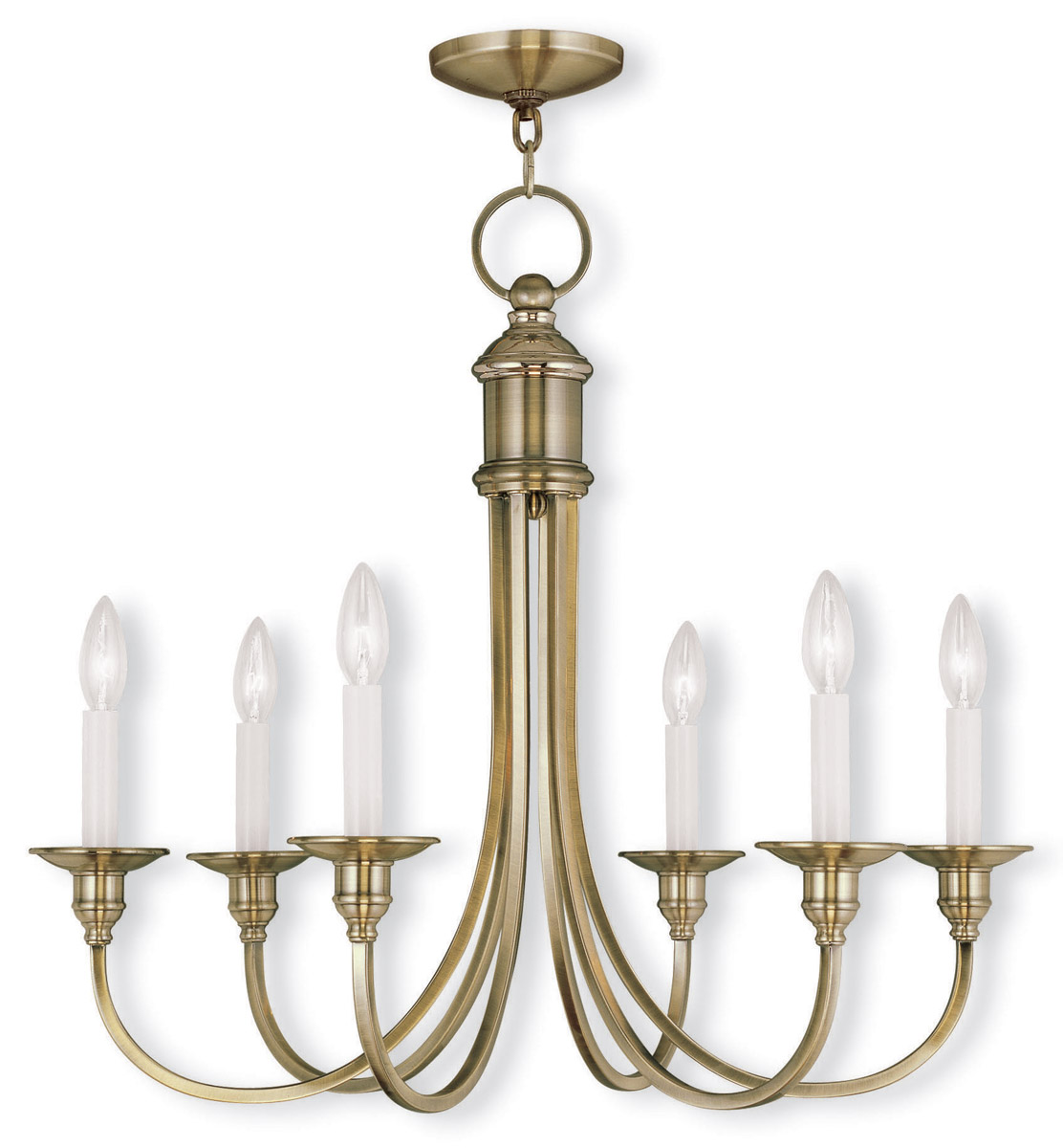 Livex 5146-01 Cranford 6 Light 26 inch Antique Brass Chandelier Ceiling ...