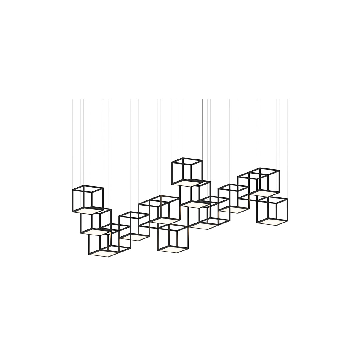 Sonneman 24Z0003K Cubix LED 121 inch Satin Black Pendant Ceiling Light