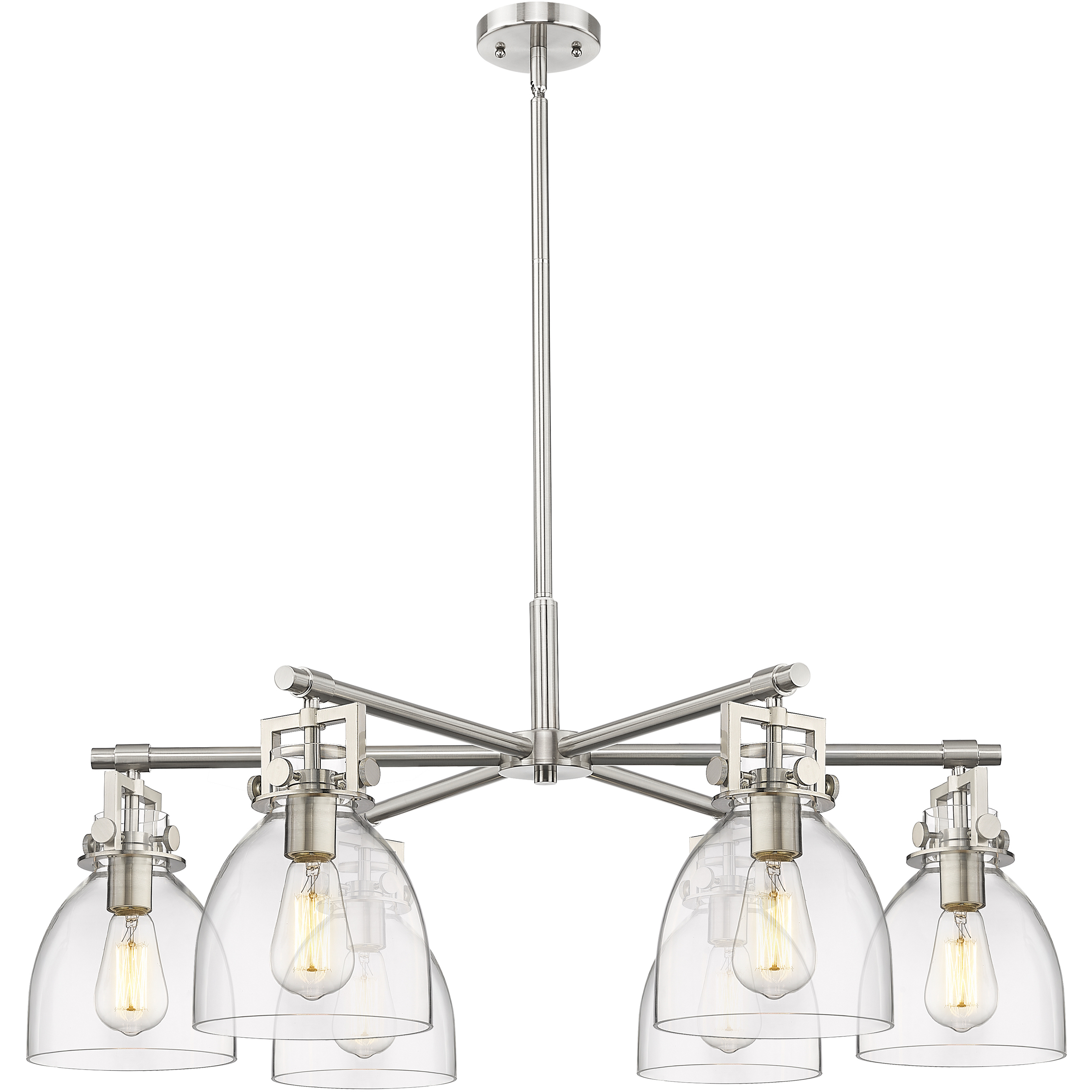 Innovations Lighting 411-6CR-SN-G412-7CL Newton Bell 6 Light 26 inch ...