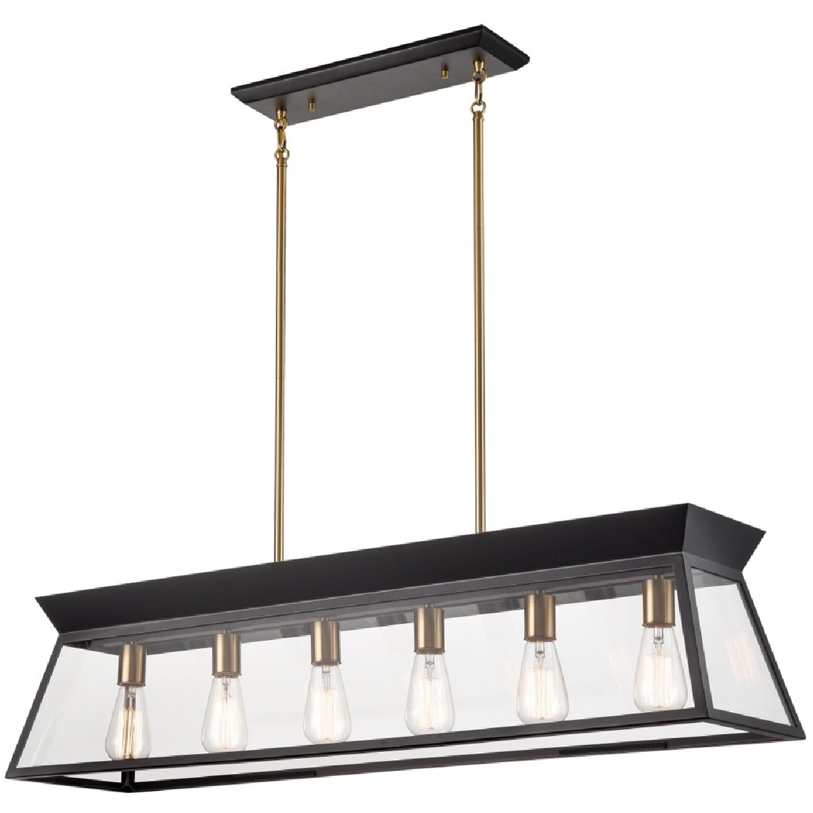 Lucian Island Light Ceiling Light in Black and Brushed Brass