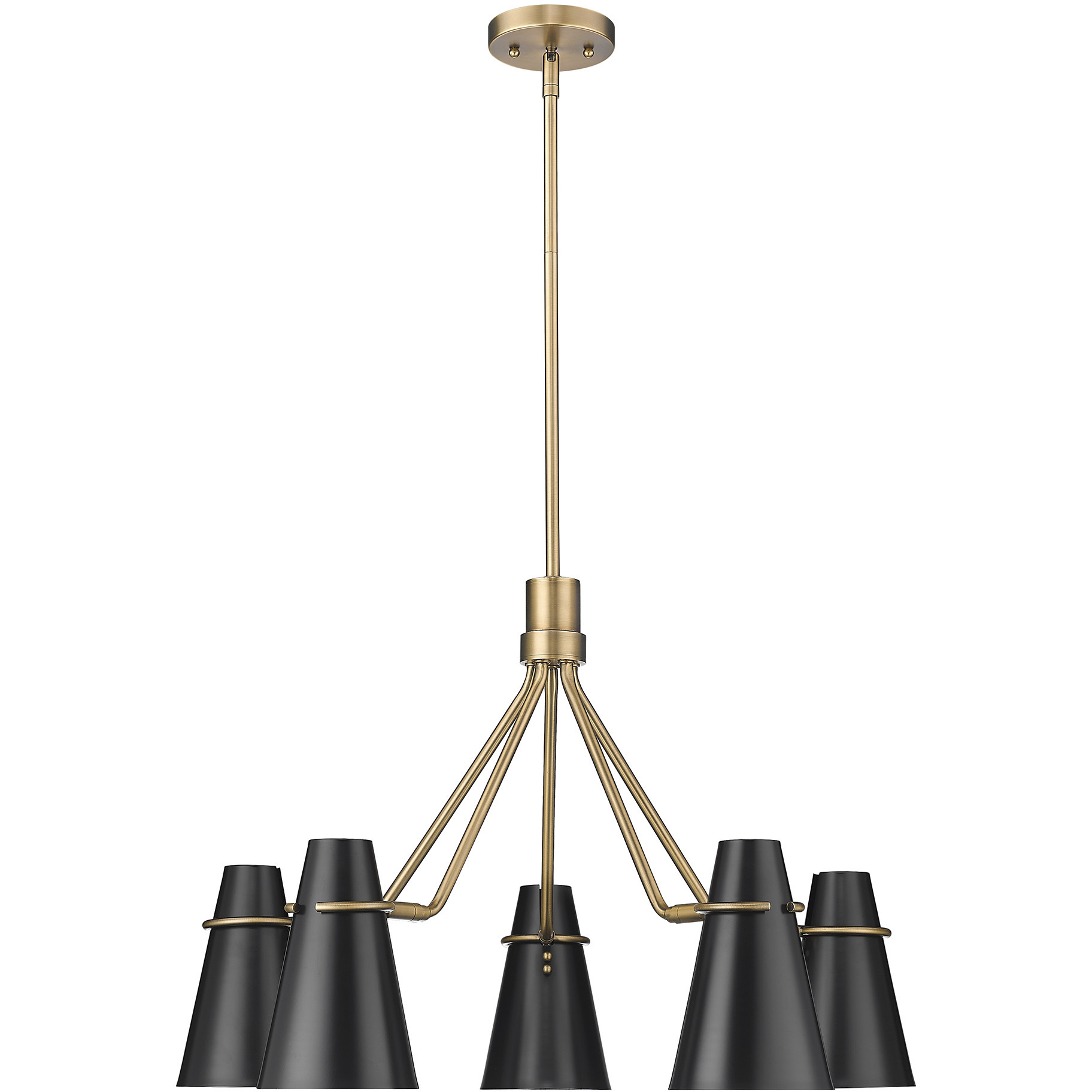 Golden Lighting 2122-5 MBS-BLK Reeva 5 Light 27.38 inch Modern Brass ...