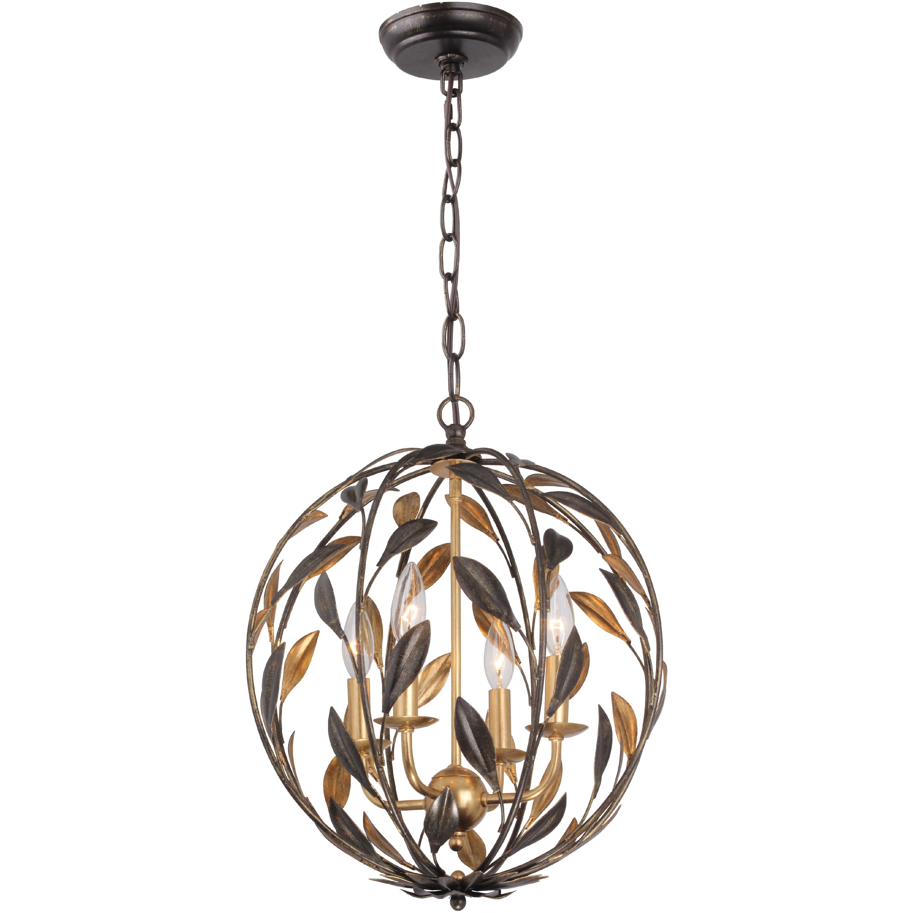 Crystorama 504 EB GA Broche 4 Light 16 inch English Bronze and Antique Gold Mini Chandelier Ceiling Light