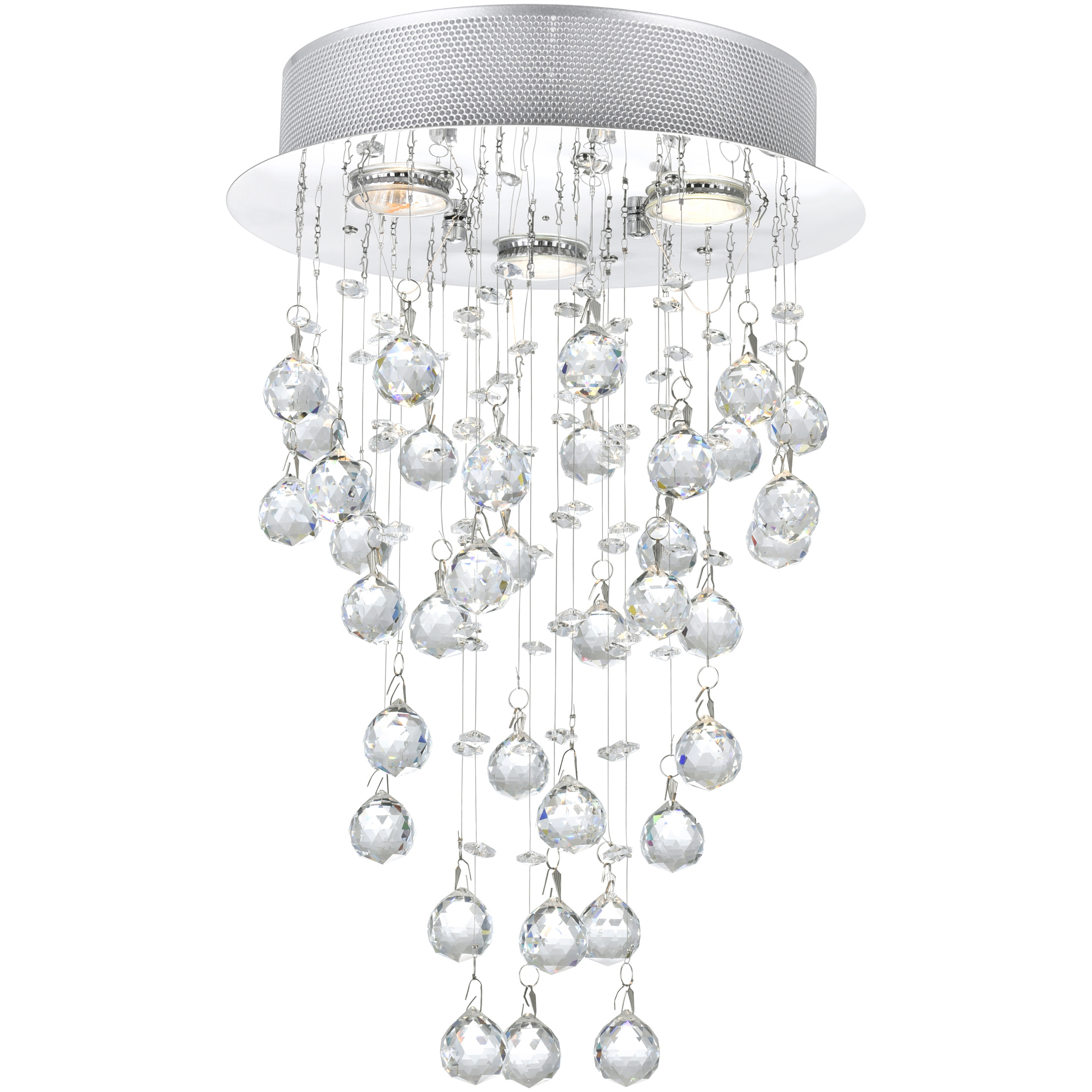 CWI Lighting 6601C12C Rain Drop 3 Light 12 inch Chrome Flush Mount ...
