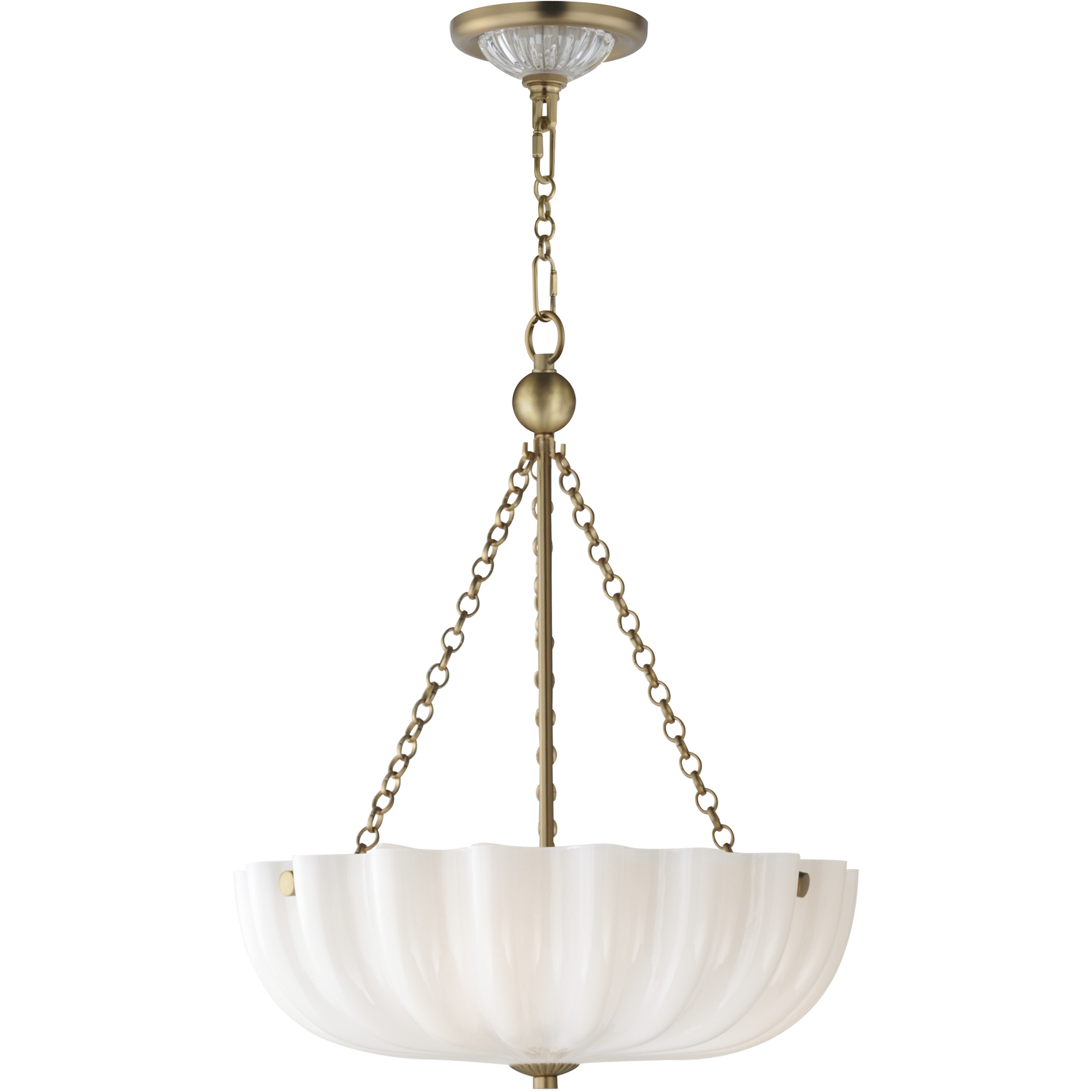 Bundt 3 Light 15.5 inch White and Natural Aged Brass Semi-Flush Mount Ceiling Light